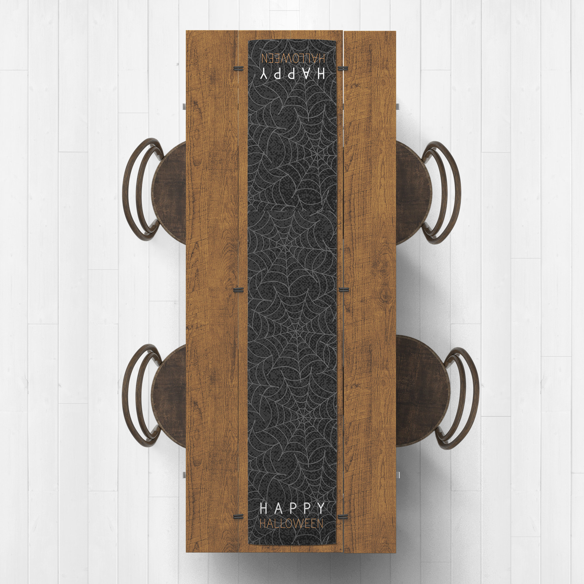 The Holiday Aisle® Happy Halloween Spider Webs Table Runner - Wayfair ...