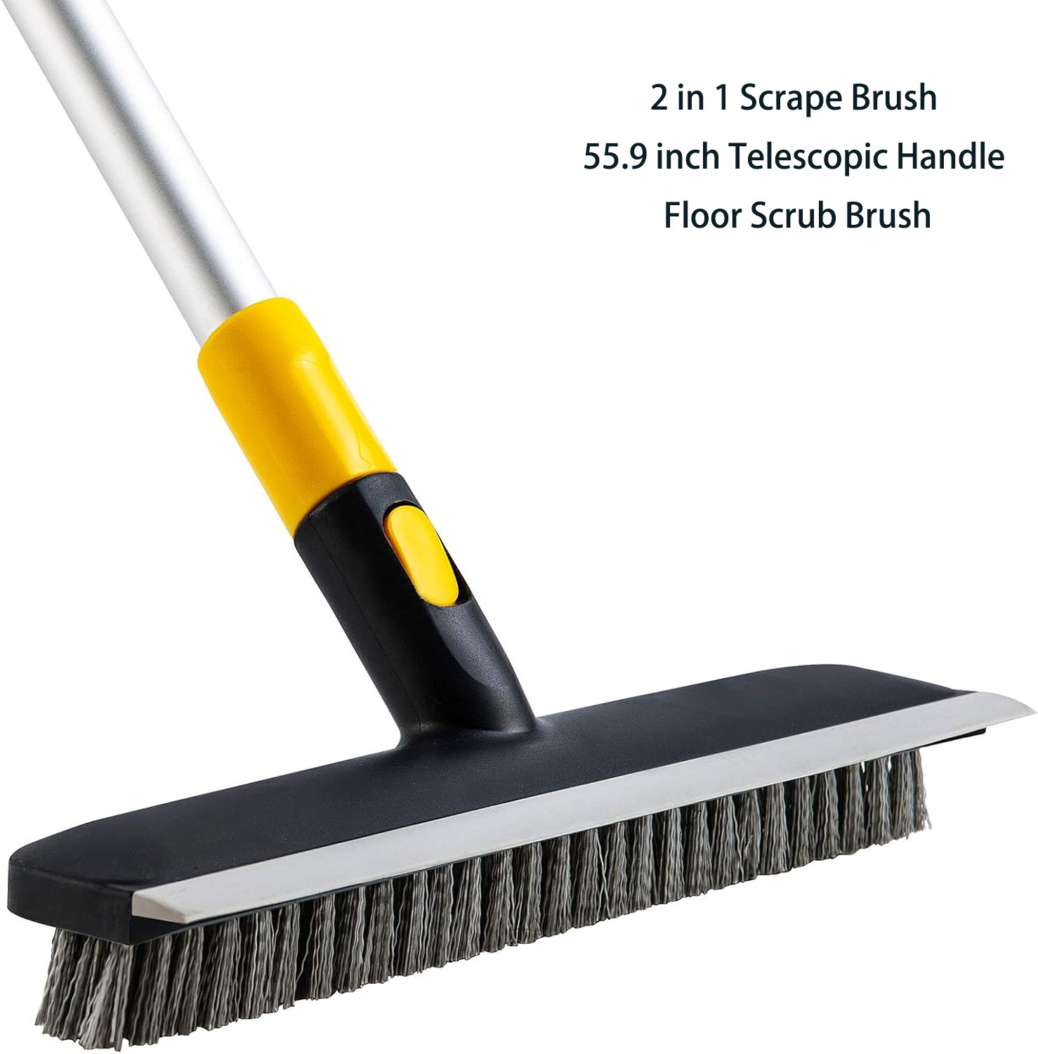 MODVAT 2 in 1 Scrape Brush 55.9 inch Telescopic Handle Floor Scrub ...