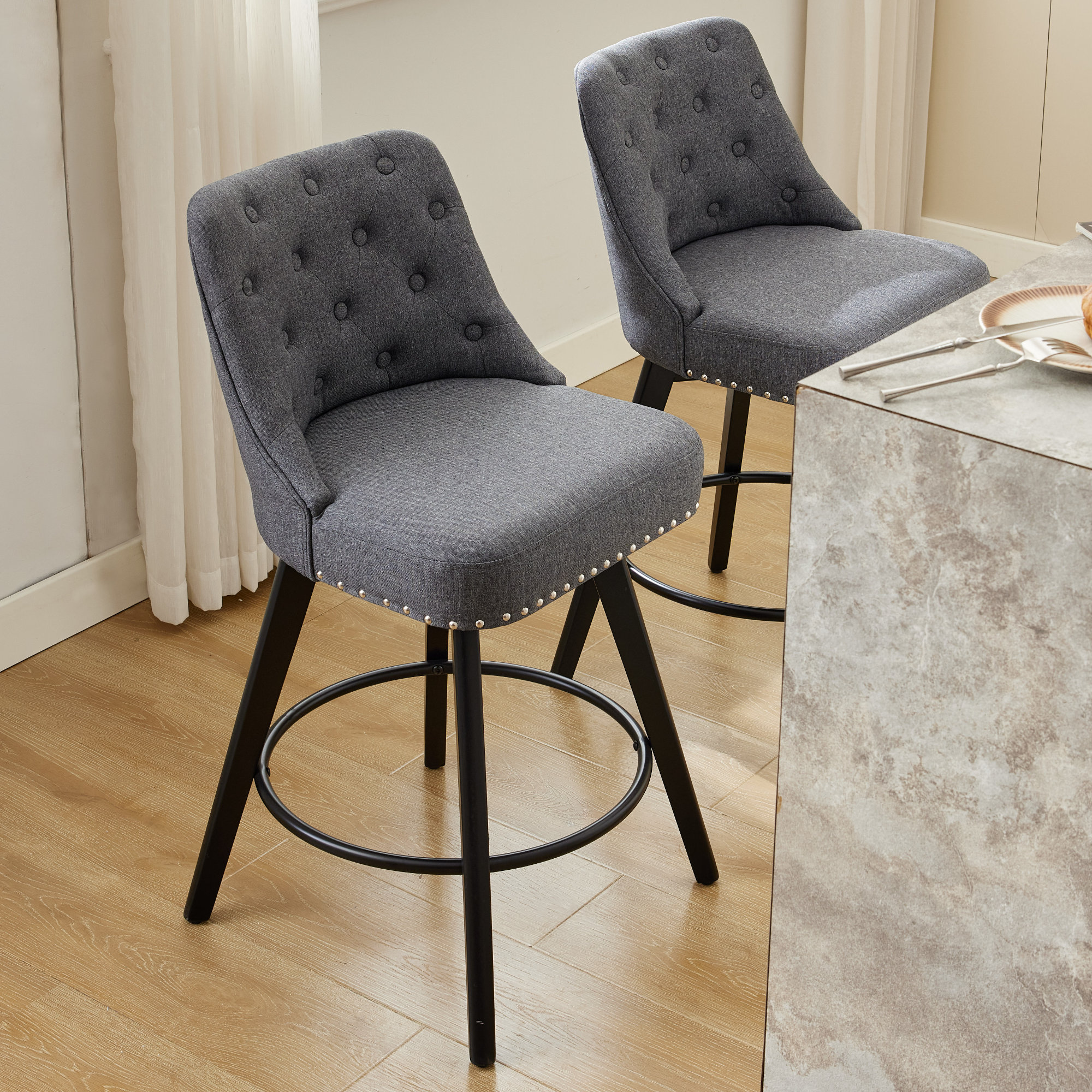 Lark Manor™ Counter Height Bar Stools Set of 2, Modern Swivel Bar ...