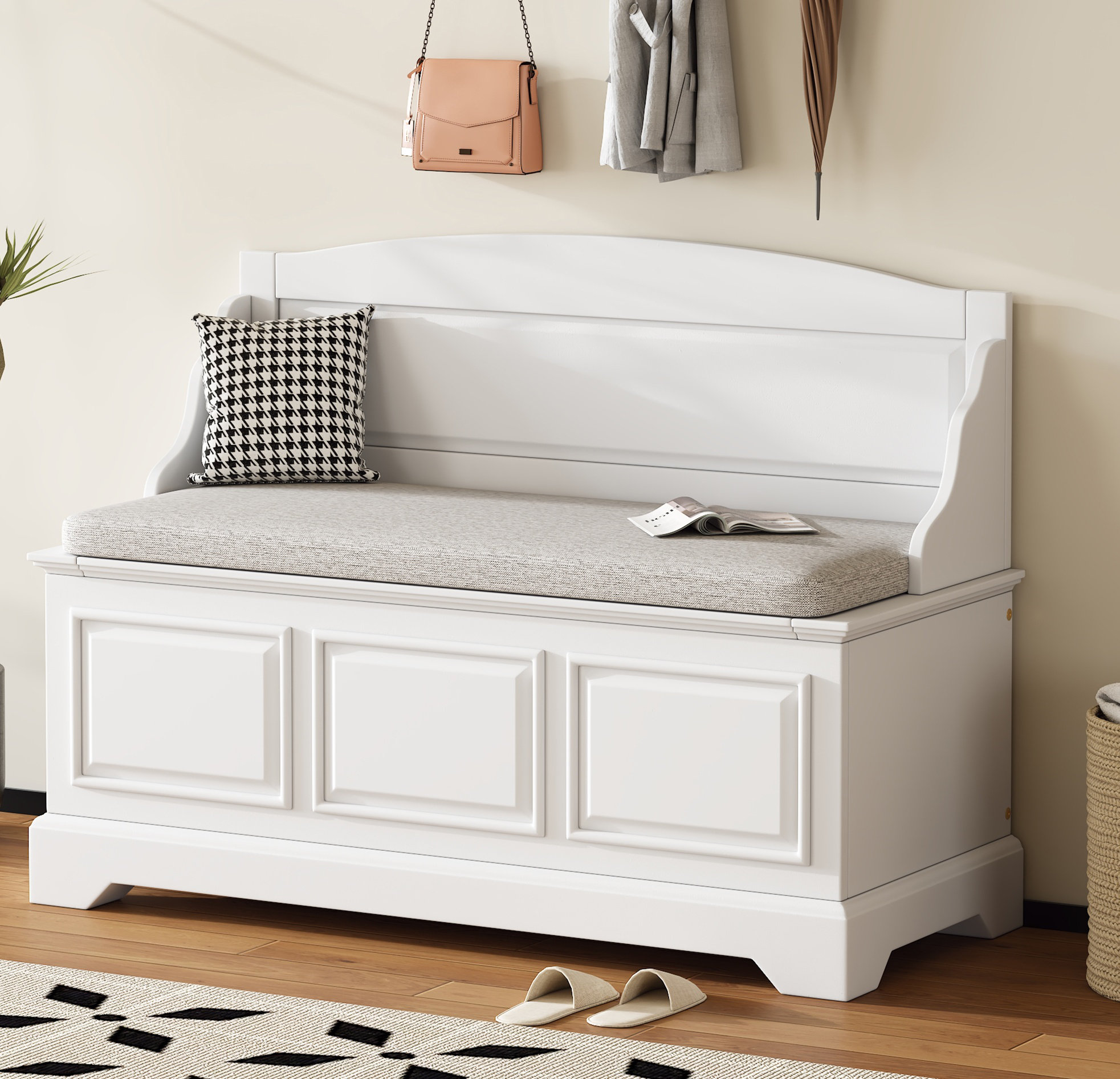 Lark Manor TREXM Retro Shoe Storage Bench with Safe Soft-Close Devices ...