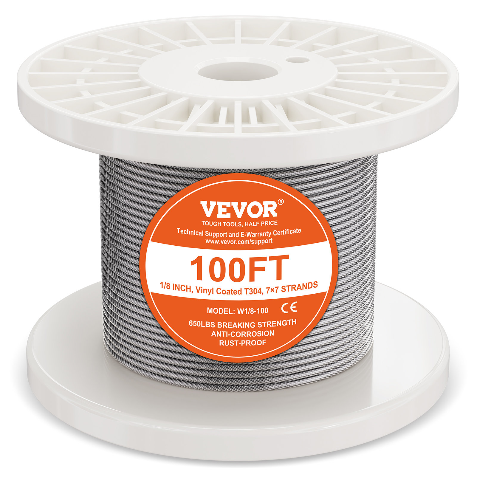 17 Stories T304 Stainless Steel Cable 1/8" 7x7 Steel Wire Rope 100 ft ...