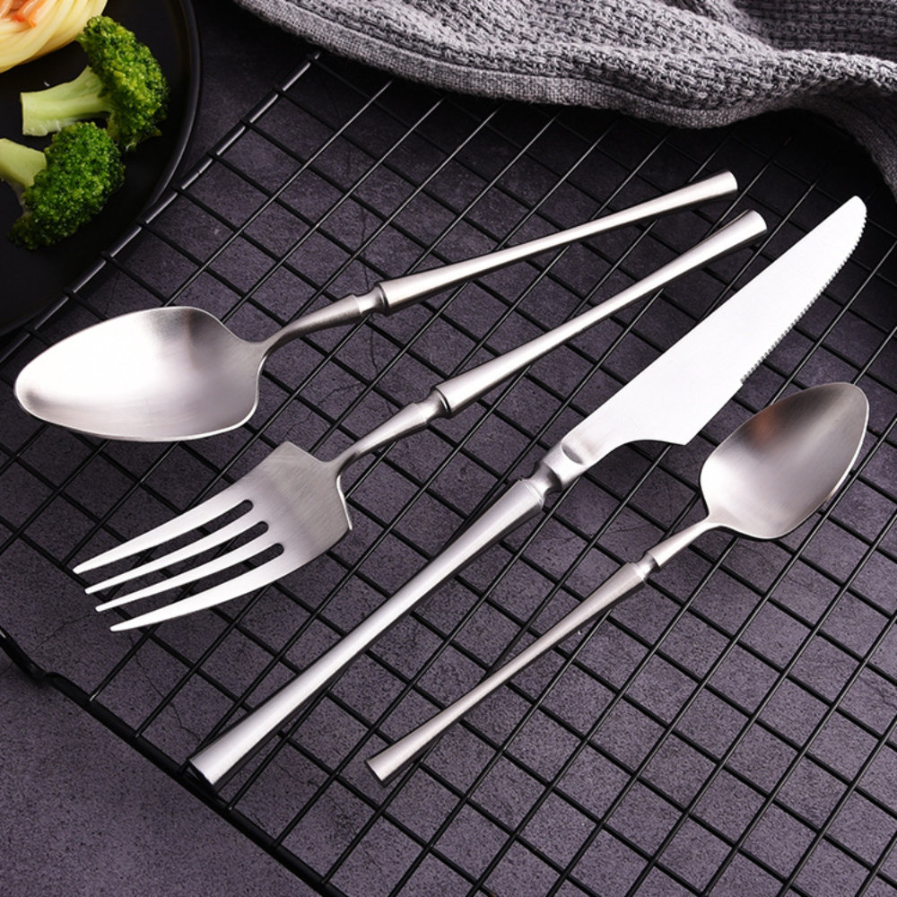 Latitude Run® 20 Piece Matte Modern Silverware Set, Stainless Steel ...