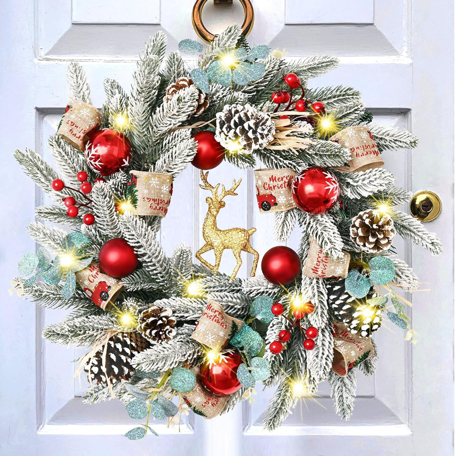 One Allium Way® Christmas Wreath Decor - 2 Pack 18'' Christmas Wreaths ...