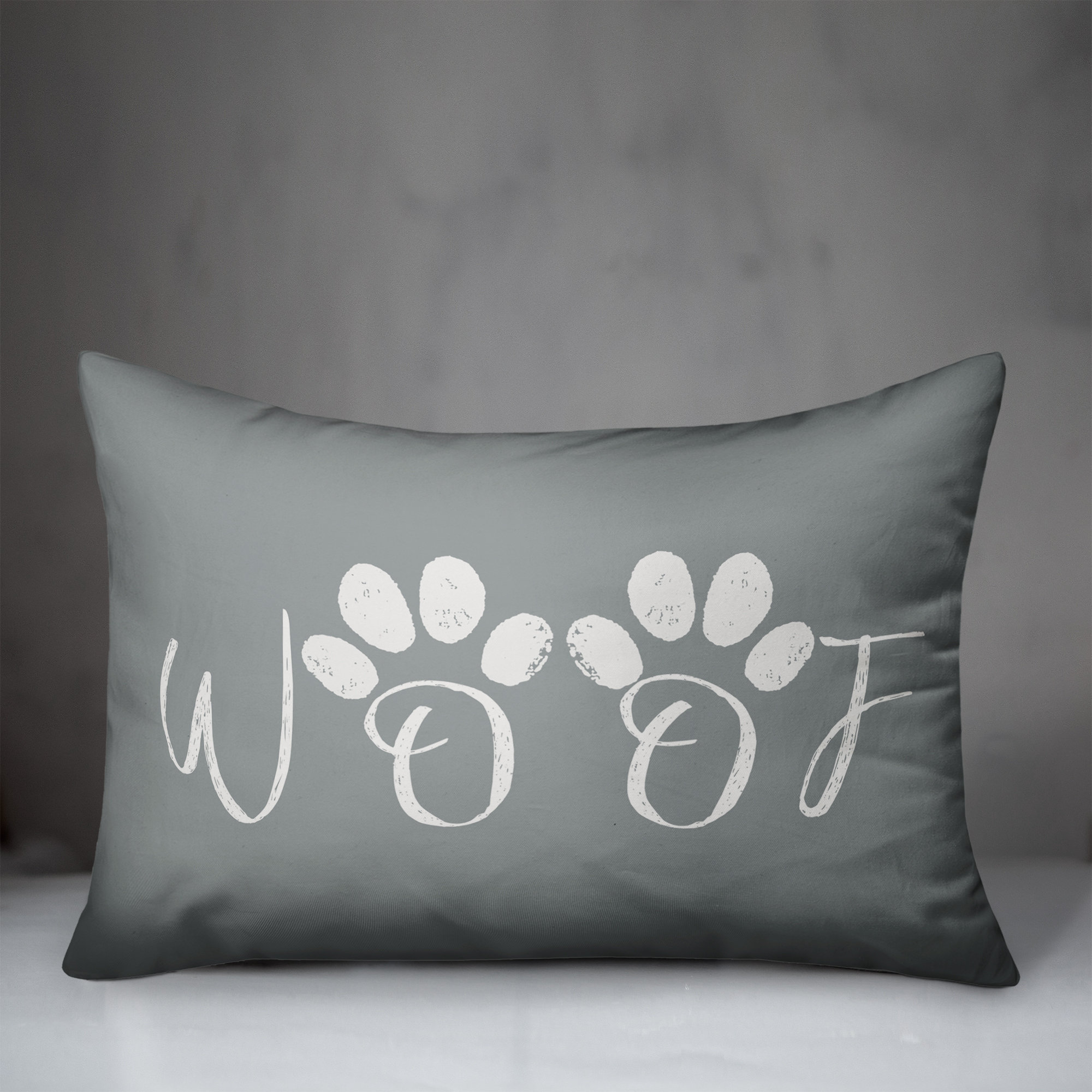 Designs Direct Creative Group Woof Paw Prints Lumbar Pillow | Wayfair