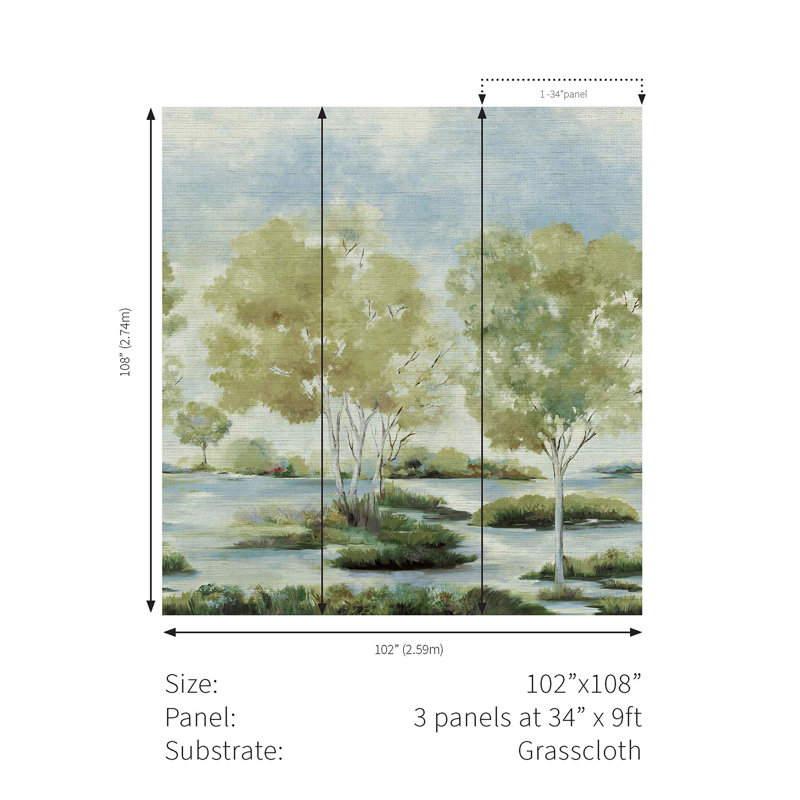 SEABROOK 9' L x 102" W 3-Panel Wall Mural | Wayfair
