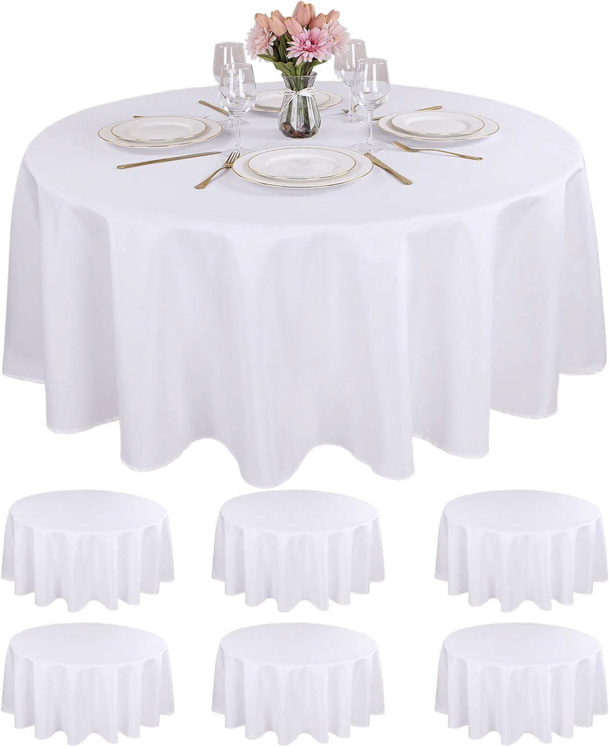 Hokku Designs 6 Packs 120 Inchs Polyester White Round Table Cloths ...