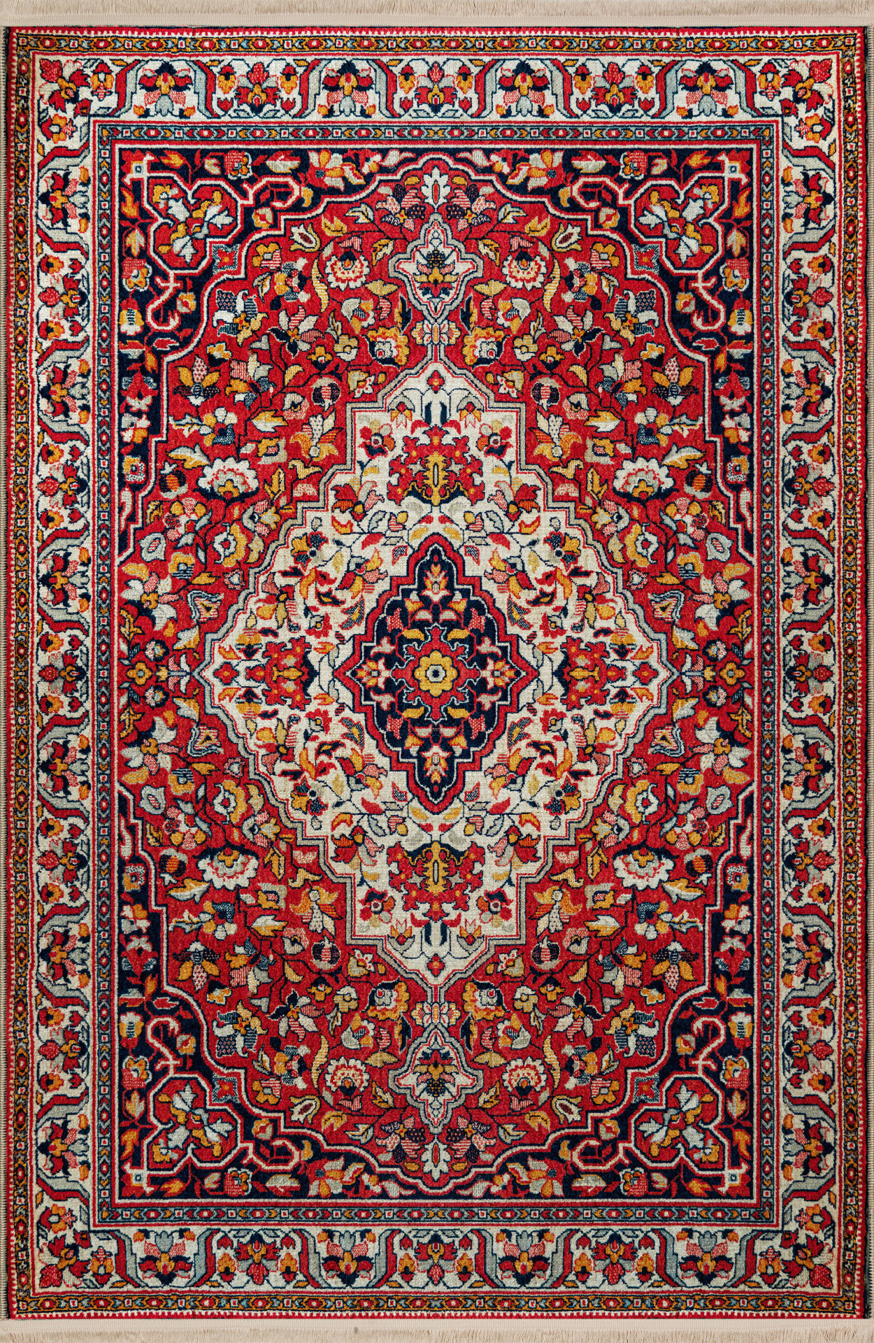 Bungalow Rose Red Themed Multi-Colored Traditional Motif Ethnic Floral ...