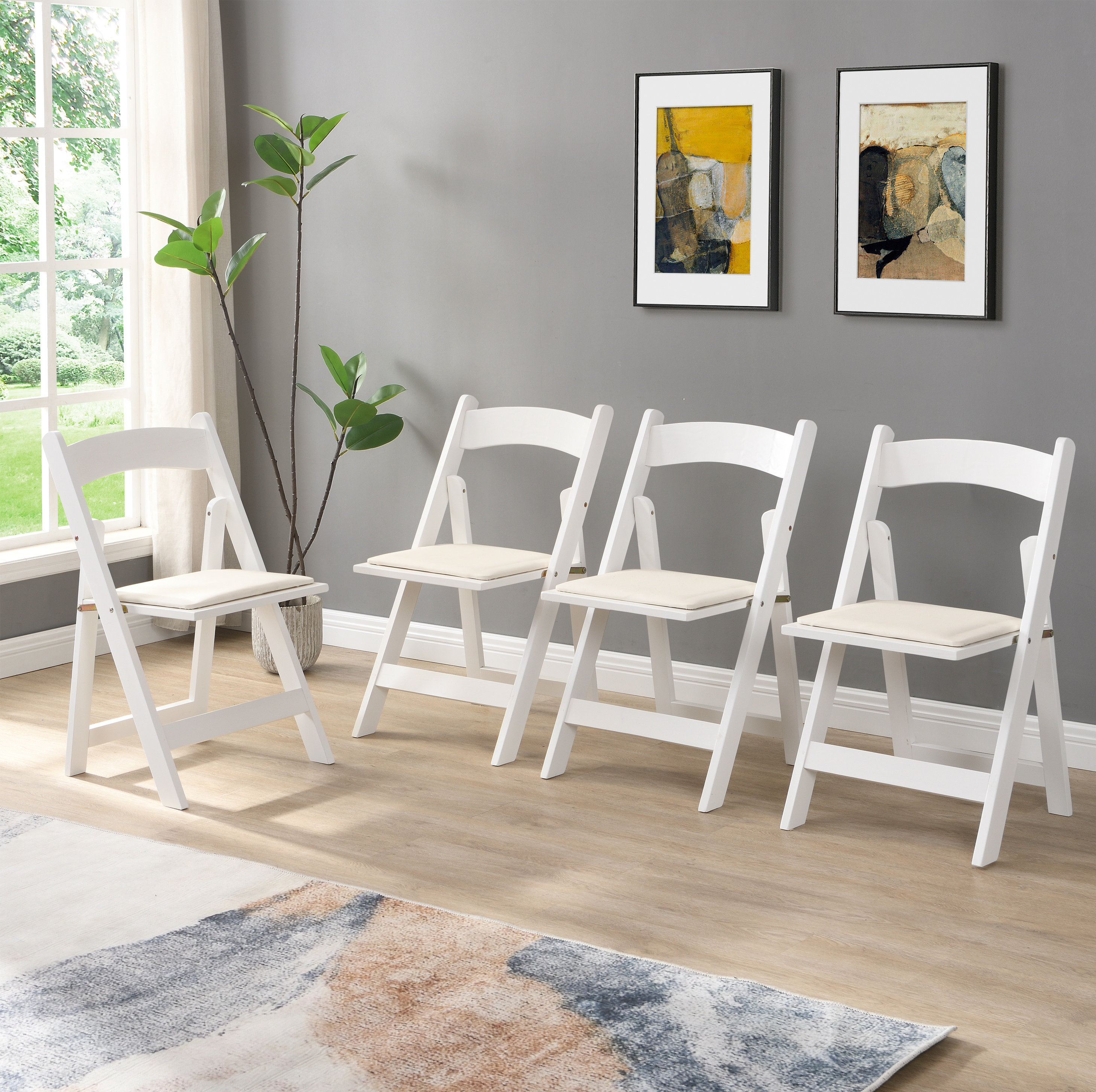 Kozart Upholstered folding chair, space saving,,easy to carry, 4PCS ...