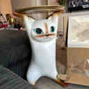 Latitude Run® Modern Cat Side Table Floor Resin Figurine with Gold Tray ...