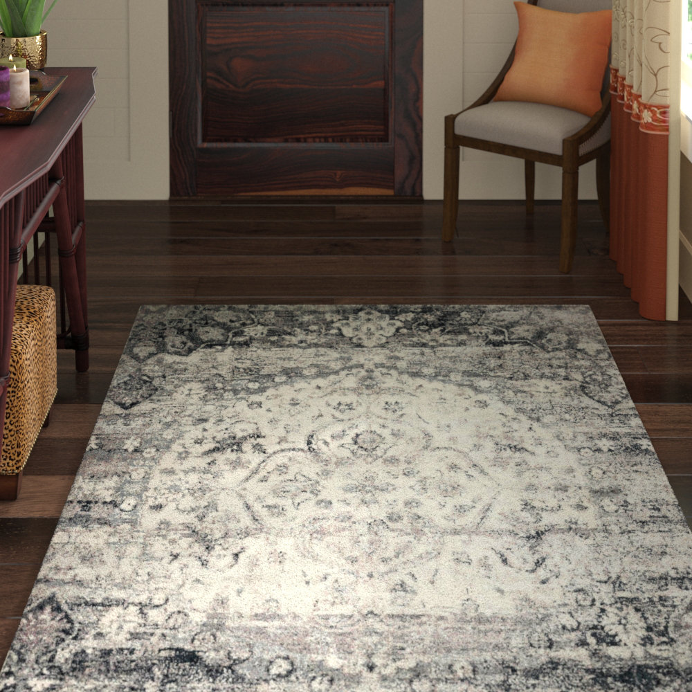 World Menagerie Ballantine Power Loom Ink/Ivory Rug | Wayfair
