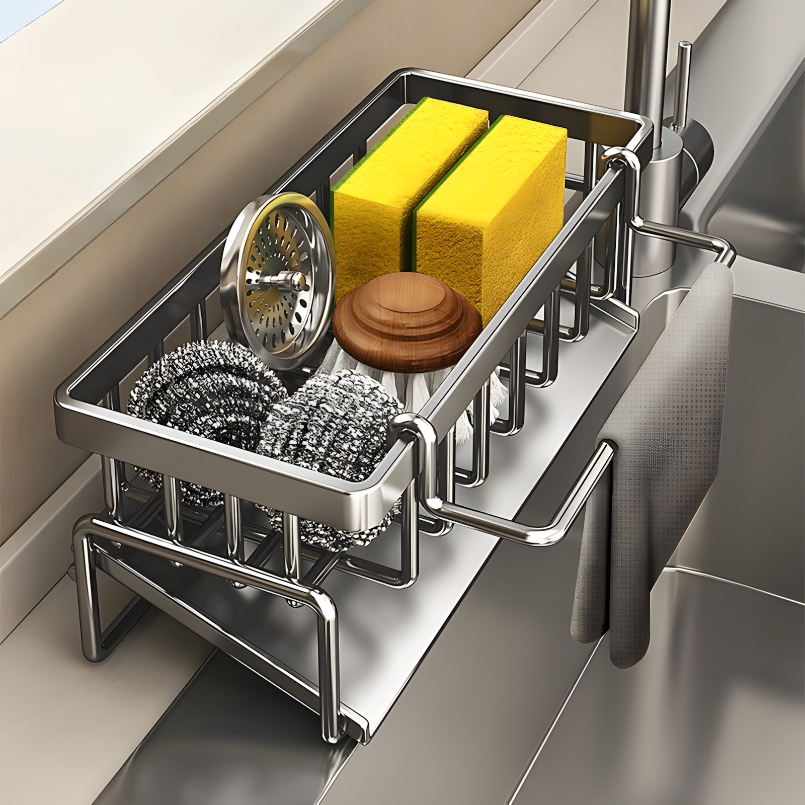 Xiangong Kitchen Sink Sponge Holder And Drying Rack, Wall Mounted Or ...