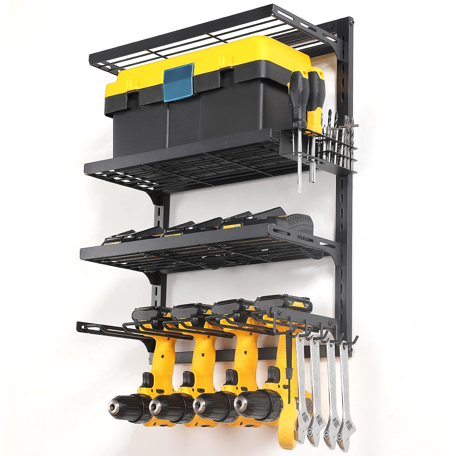 WFX Utility™ 4-Tier Wall Mounted Power Tool Storage Rack, Adjustable ...