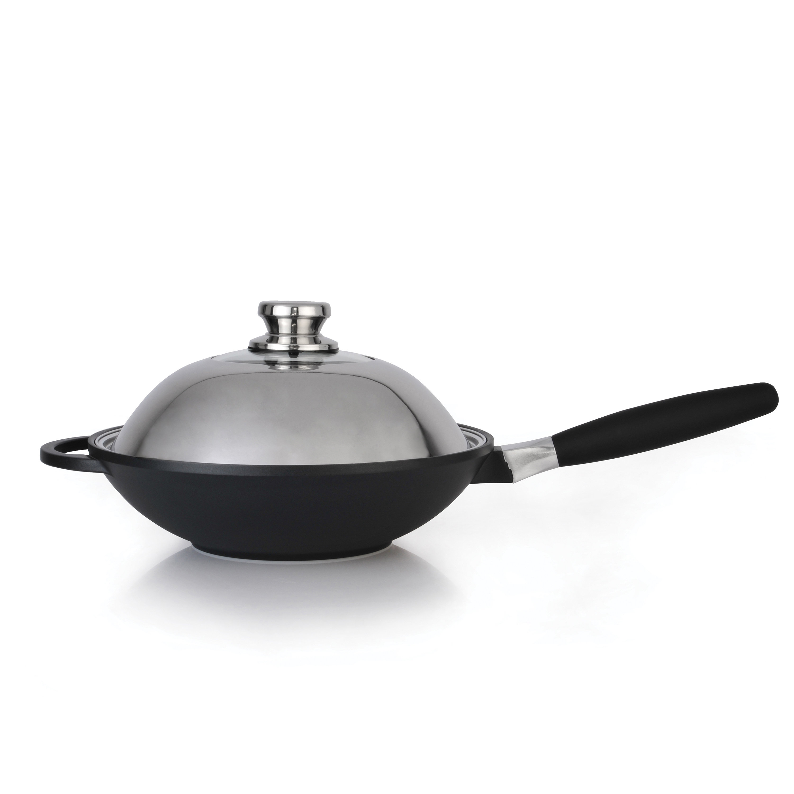 BergHOFF EuroCAST 11" Non-Stick Ceramic Aluminum Stir Fry Pan with Lid ...