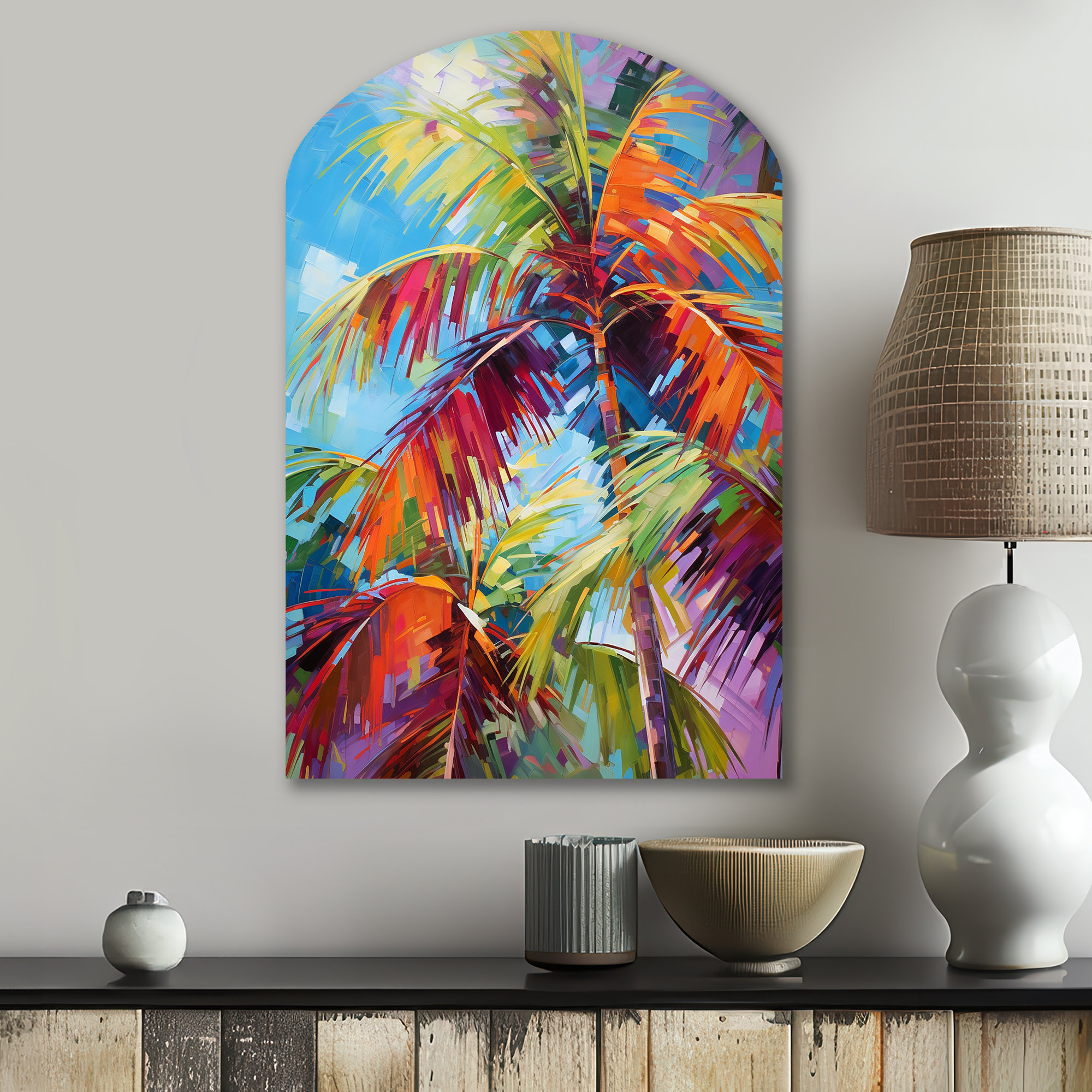 Design Art Popart Palm Trees II - Palms & Palm Trees Arch Shape ...
