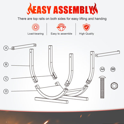 Winston Porter Mihal 19''W Stylish U-shaped Log Rack Black Steel Log ...