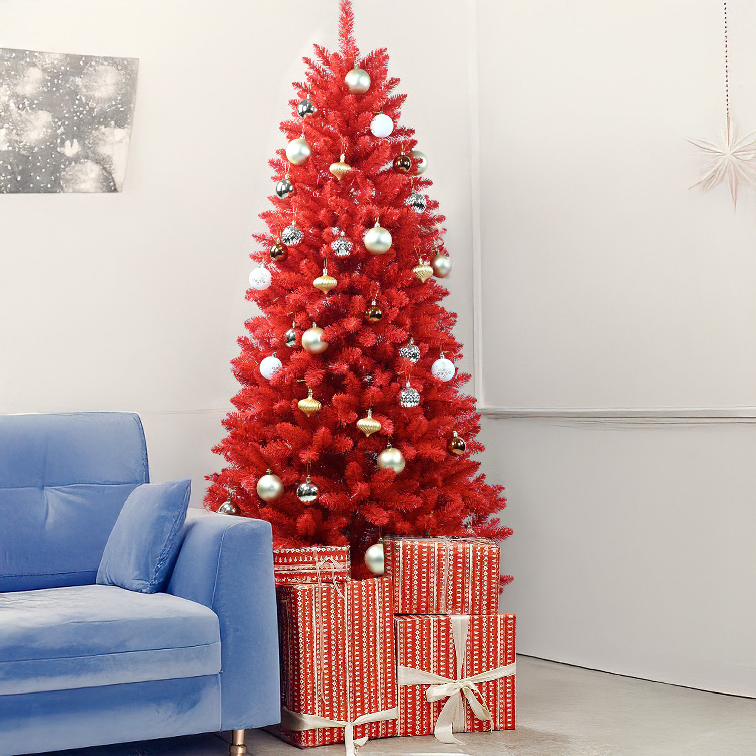 Wrought Studio 6FT Red Christmas Tree - Wayfair Canada