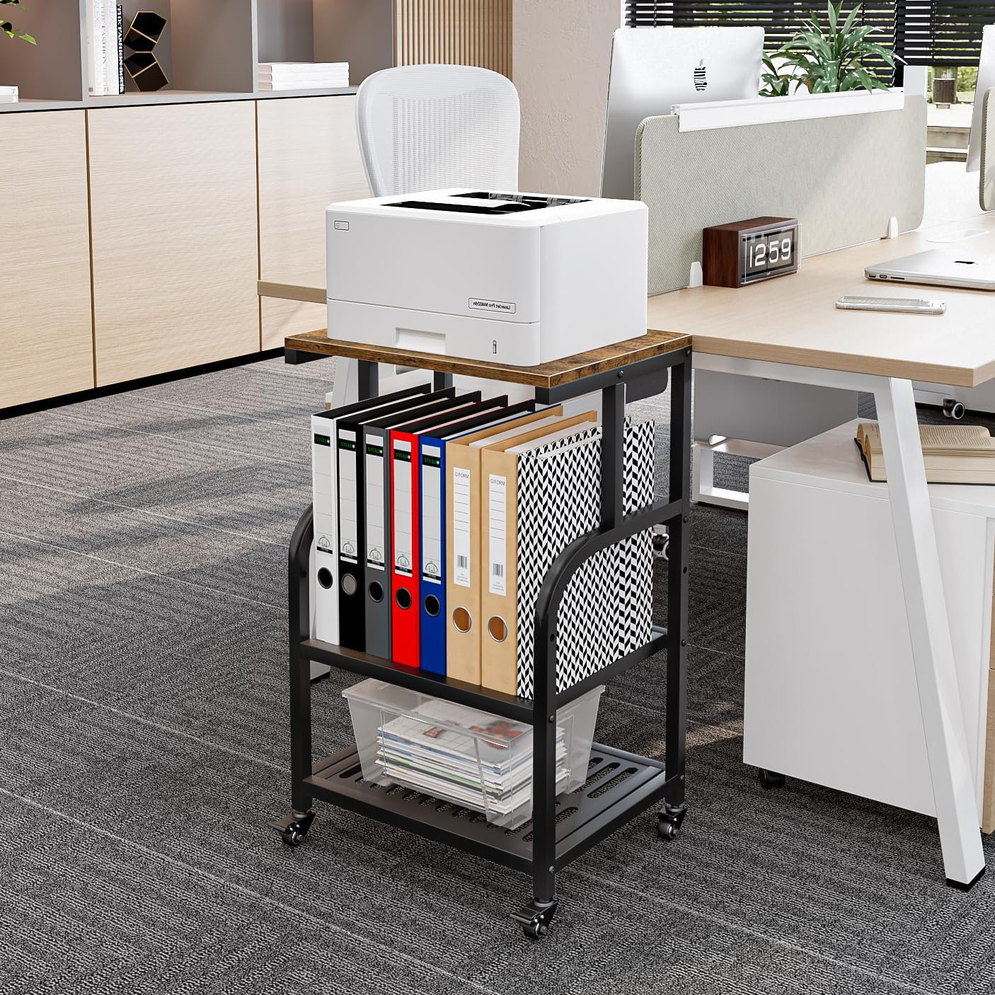 BY Family Heavy Duty Printer Stand With Adjustable Storage Shelves And ...