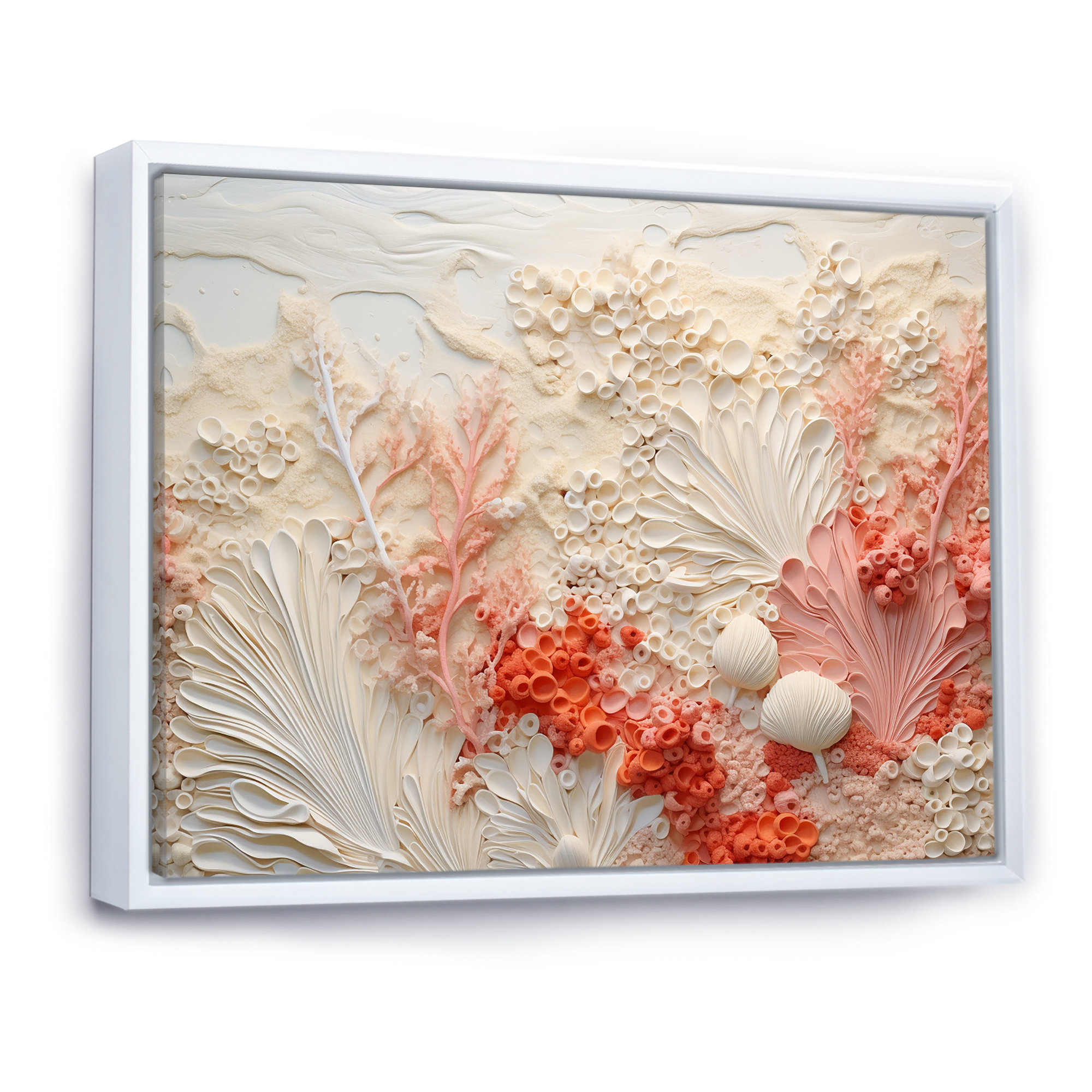 Highland Dunes Pink And White Coastal Coral Collage V On Canvas Print ...