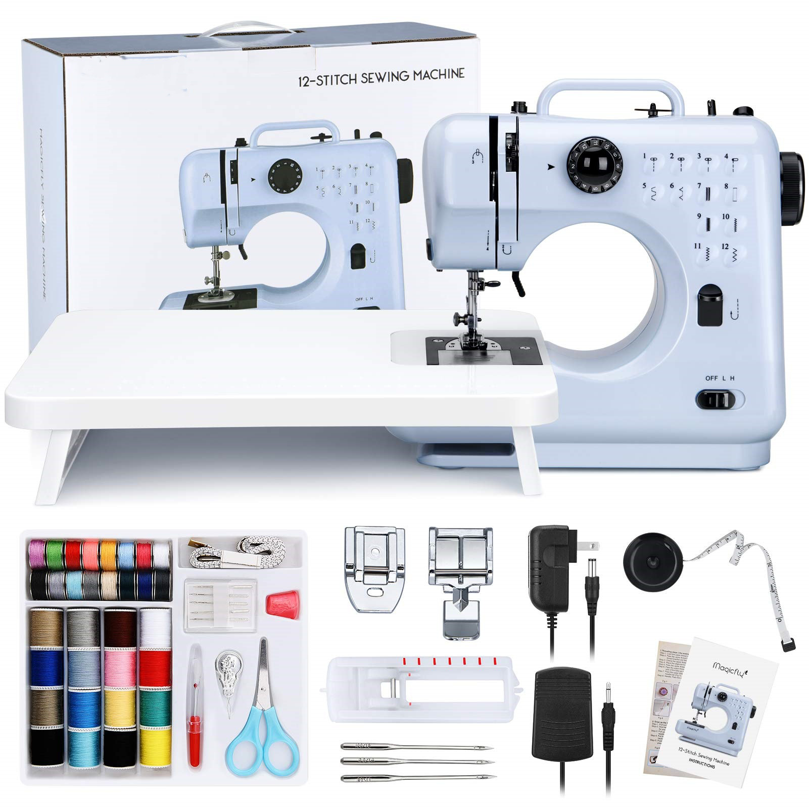 MODERN WALLS LLC Portable Sewing Machines, 12 Built-In Stitches Mini ...