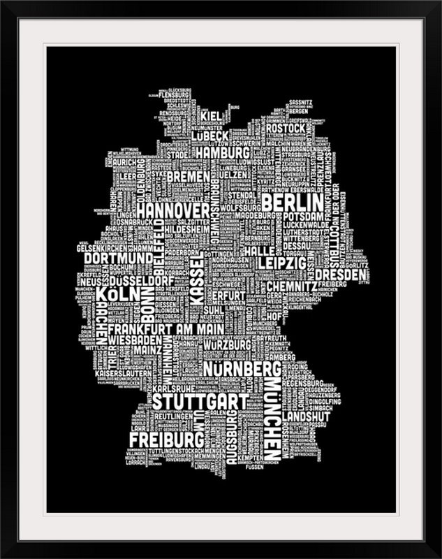 Ebern Designs Francy 'German Cities Map' by Michael Tompsett - Graphic ...