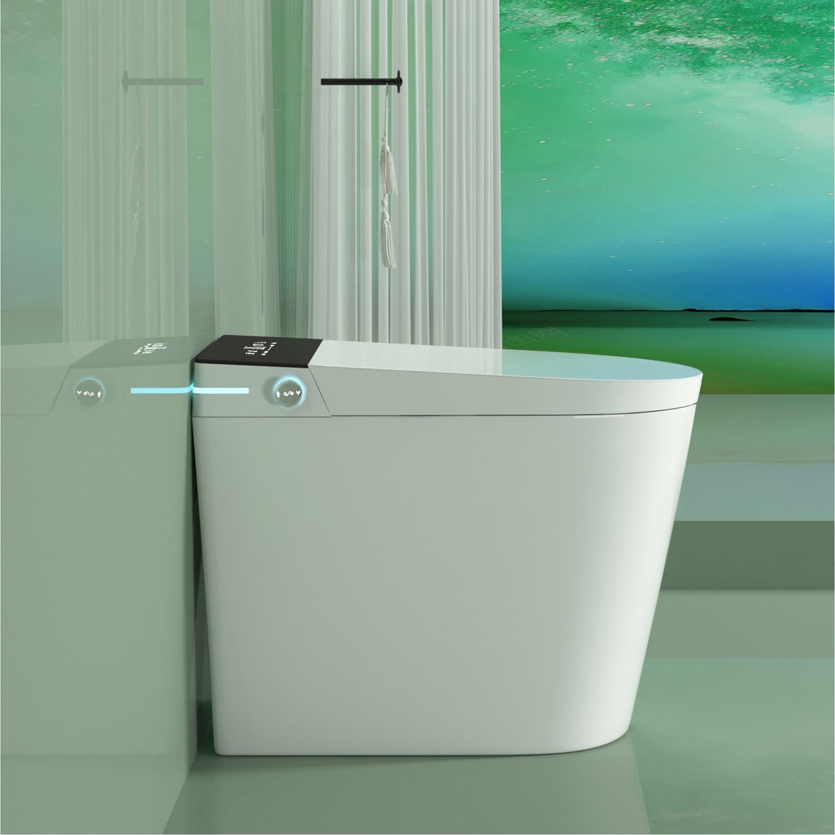 YUETAODIANZI Compact Smart Toilet With Bidet Seat Built-In, Modern ...