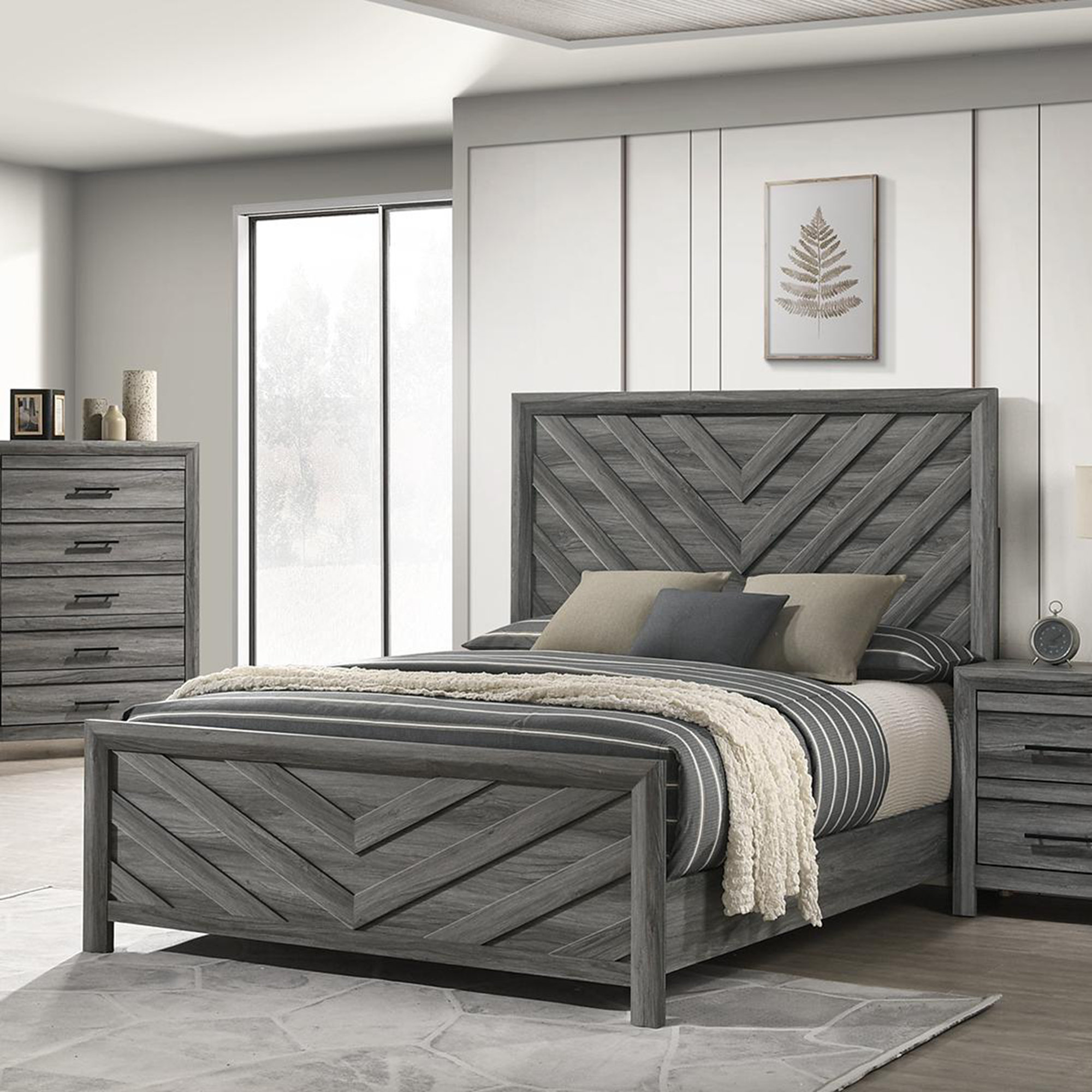 George Oliver Denver Modern Style Bed Made with Wood in Gray | Wayfair