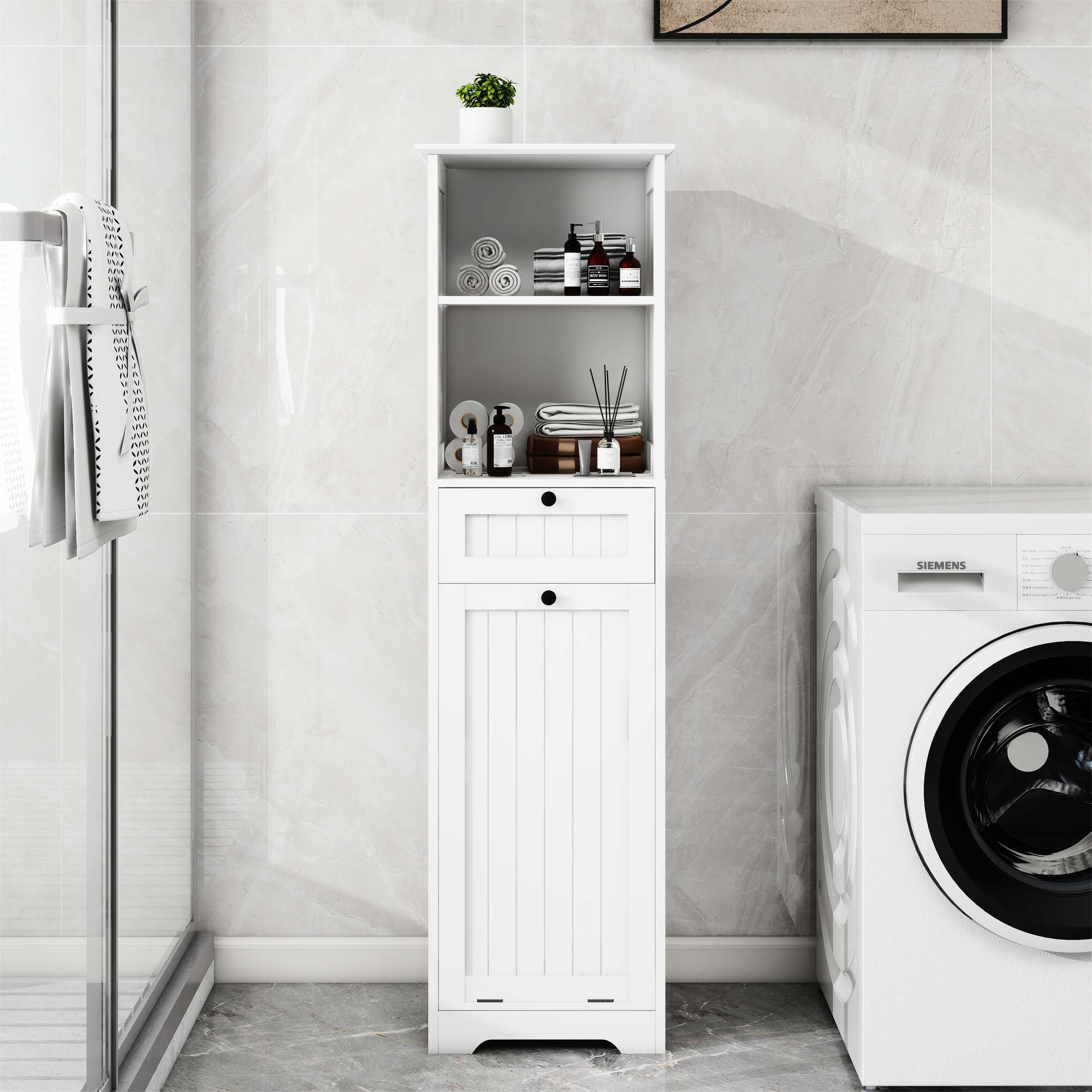 Highland Dunes One-Compartment One-Drawer Tilt-Out Laundry Sorter ...