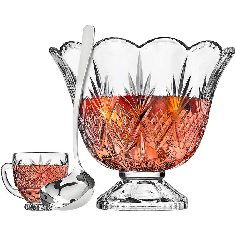 Godinger Silver Art Co Dublin Crystal 10 Piece Punch Bowl & Punch Glass ...