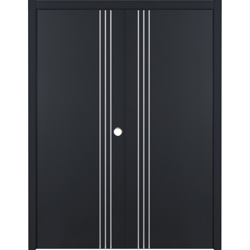 Nova Hardware Glam G-Pro 004 Pre-Hung Soft Black Laminated Modern ...