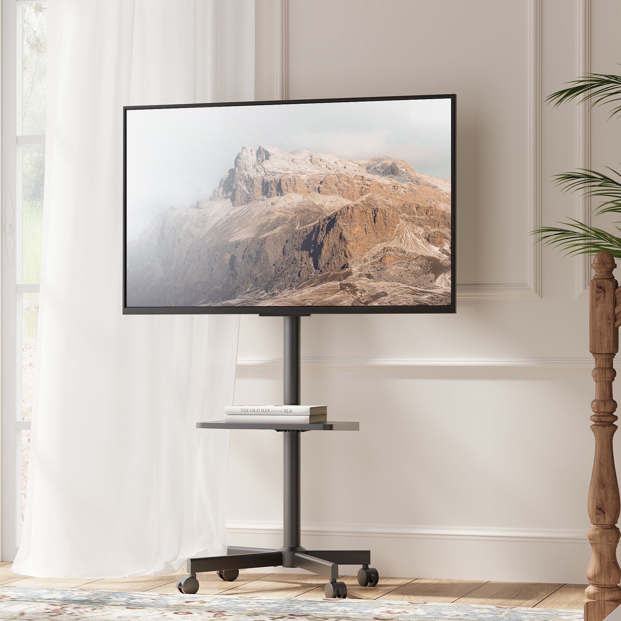 Symple Stuff Modern Rolling TV Stand With Wheels Mobile TV Cart for 32 ...