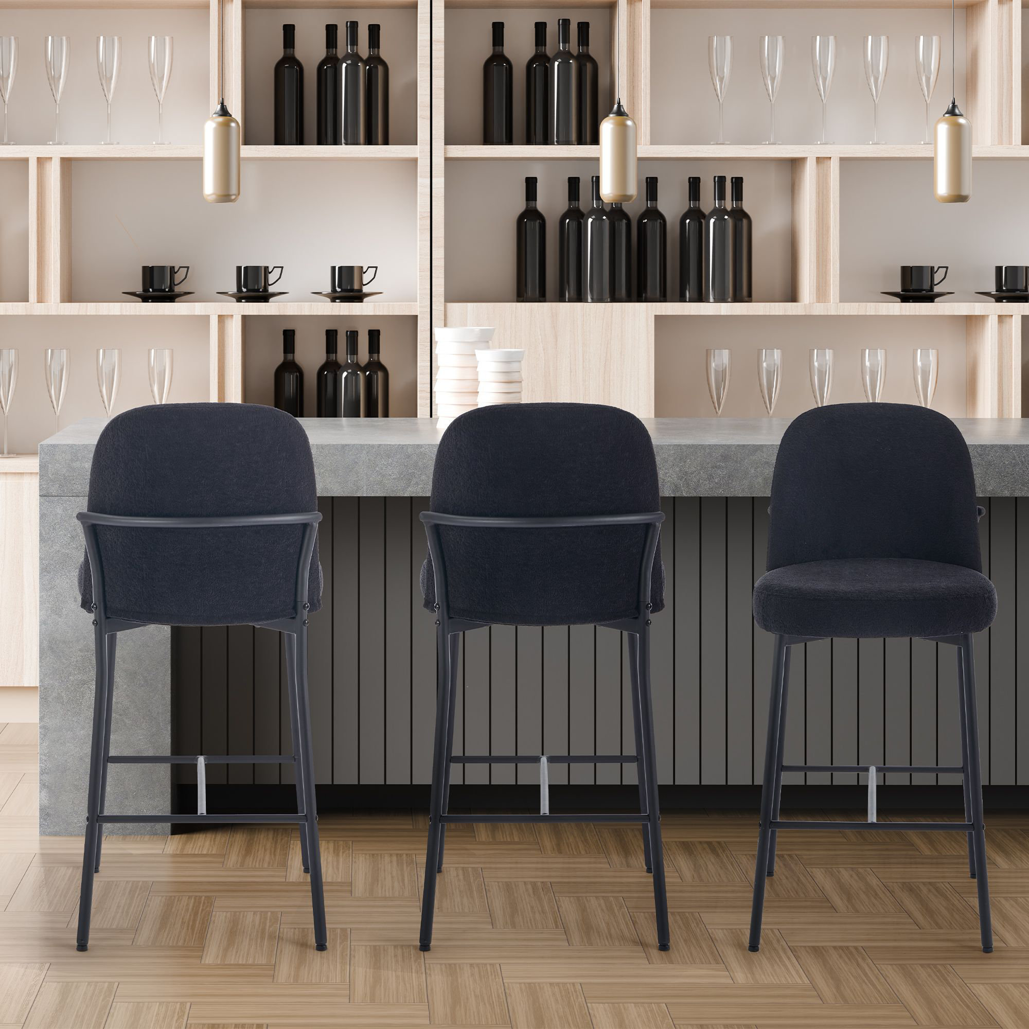 Corrigan Studio Modern Counter Height Bar Stools Set of 3, 28 Inch ...
