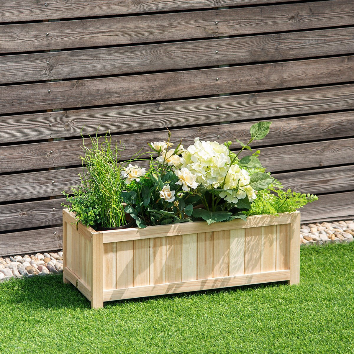 Arlmont & Co. Patio Lawn Folding Garden Rectangle Wood Portable Planter ...