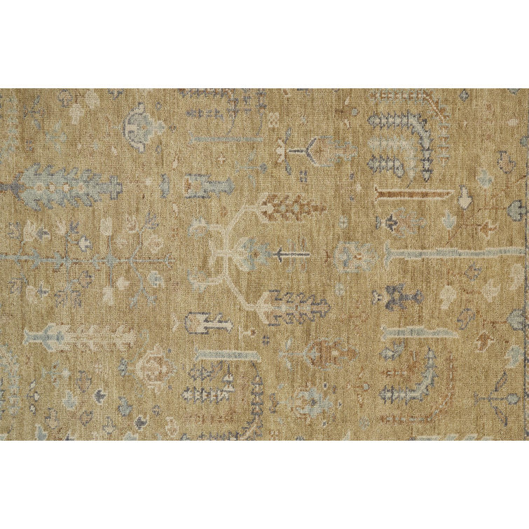 Brandonville Wool Gold/Light Blue Rug | Birch Lane