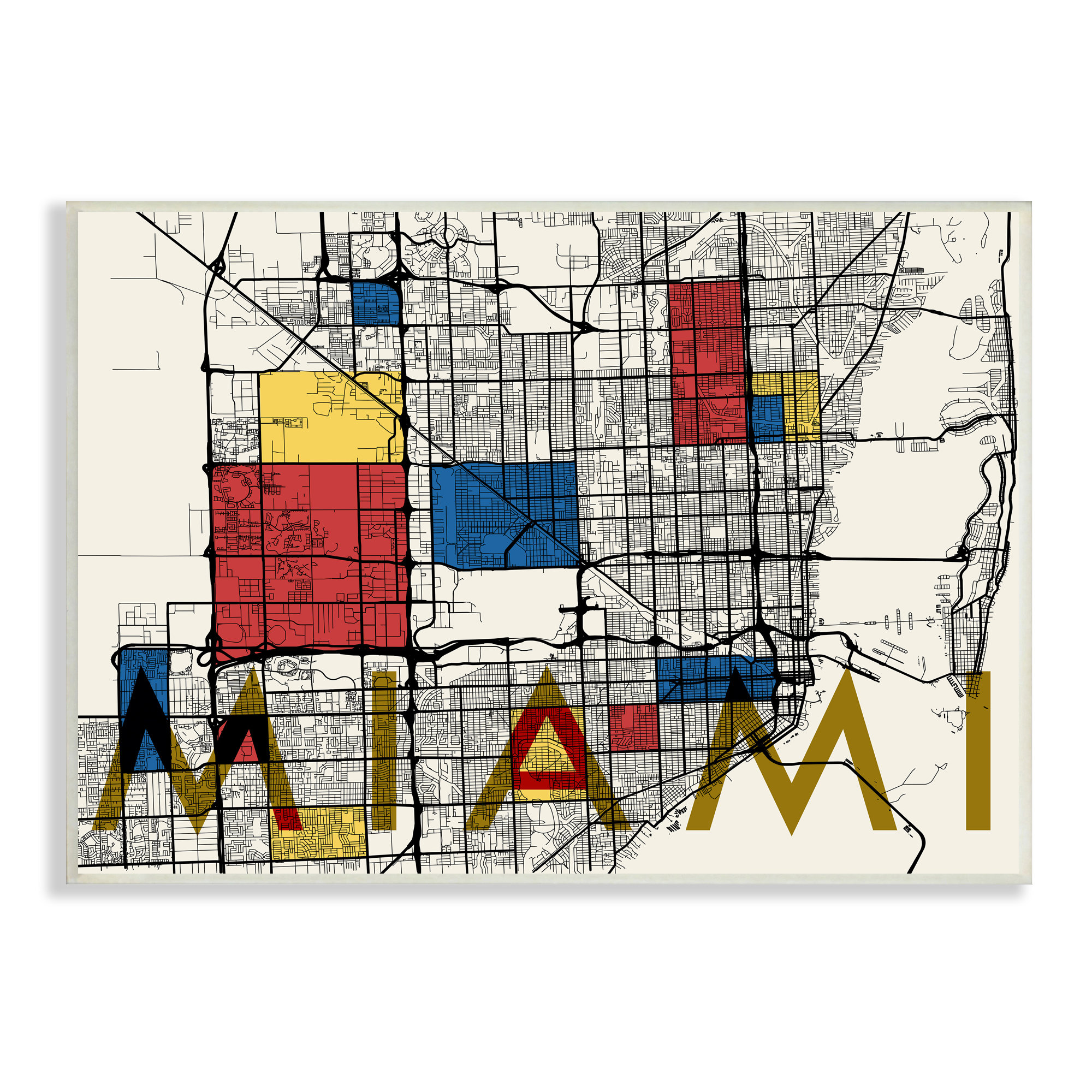 Stupell Industries Miami City Street Grid Abstract Block Shape ...
