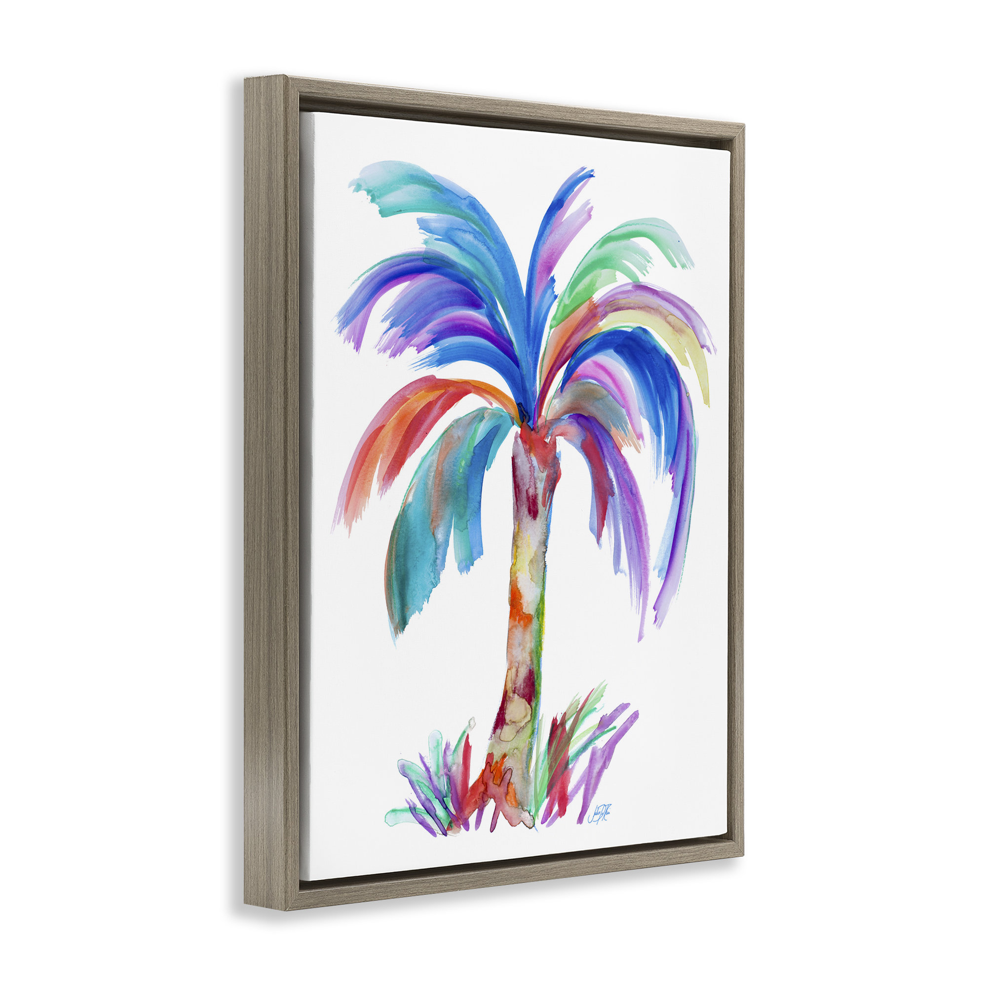 Bay Isle Home™ Bold Palm Tree Framed Floater Canvas Wall Art by Julie ...