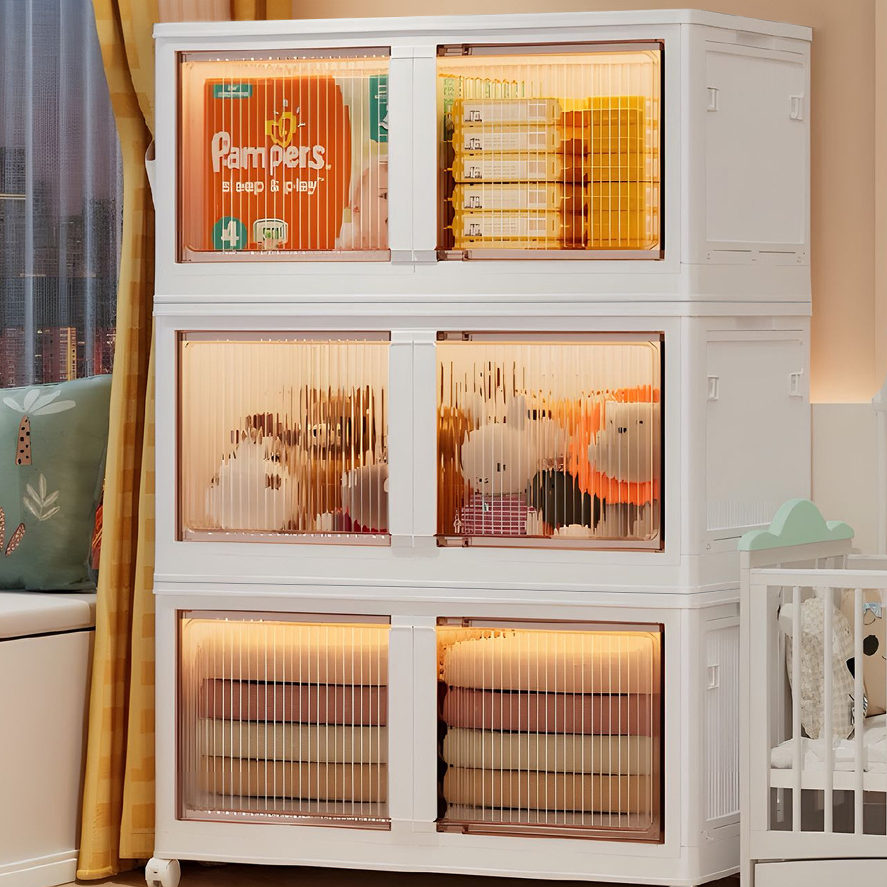 Rebrilliant Ornie Foldable Plastic Collapsible Storage Bins with Wheel ...