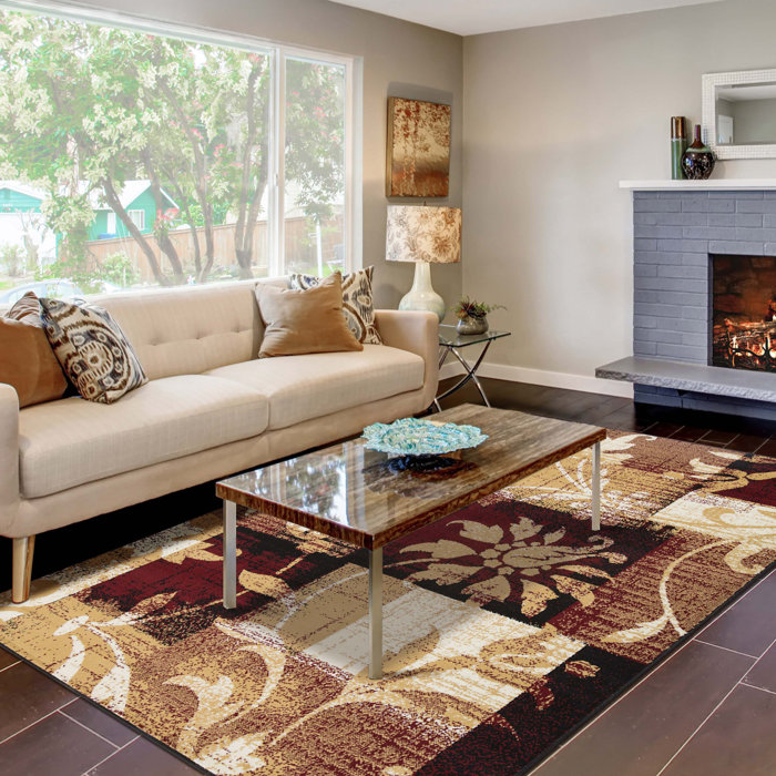 Lark Manor Aracelie Floral Area Rug in Burgundy & Reviews | Wayfair