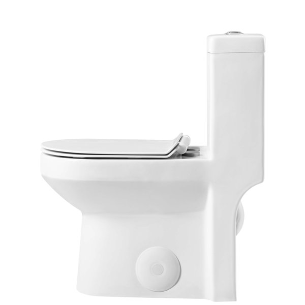Fine Fixtures Dual-Flush Round One-Piece Toilet (Seat Included ...