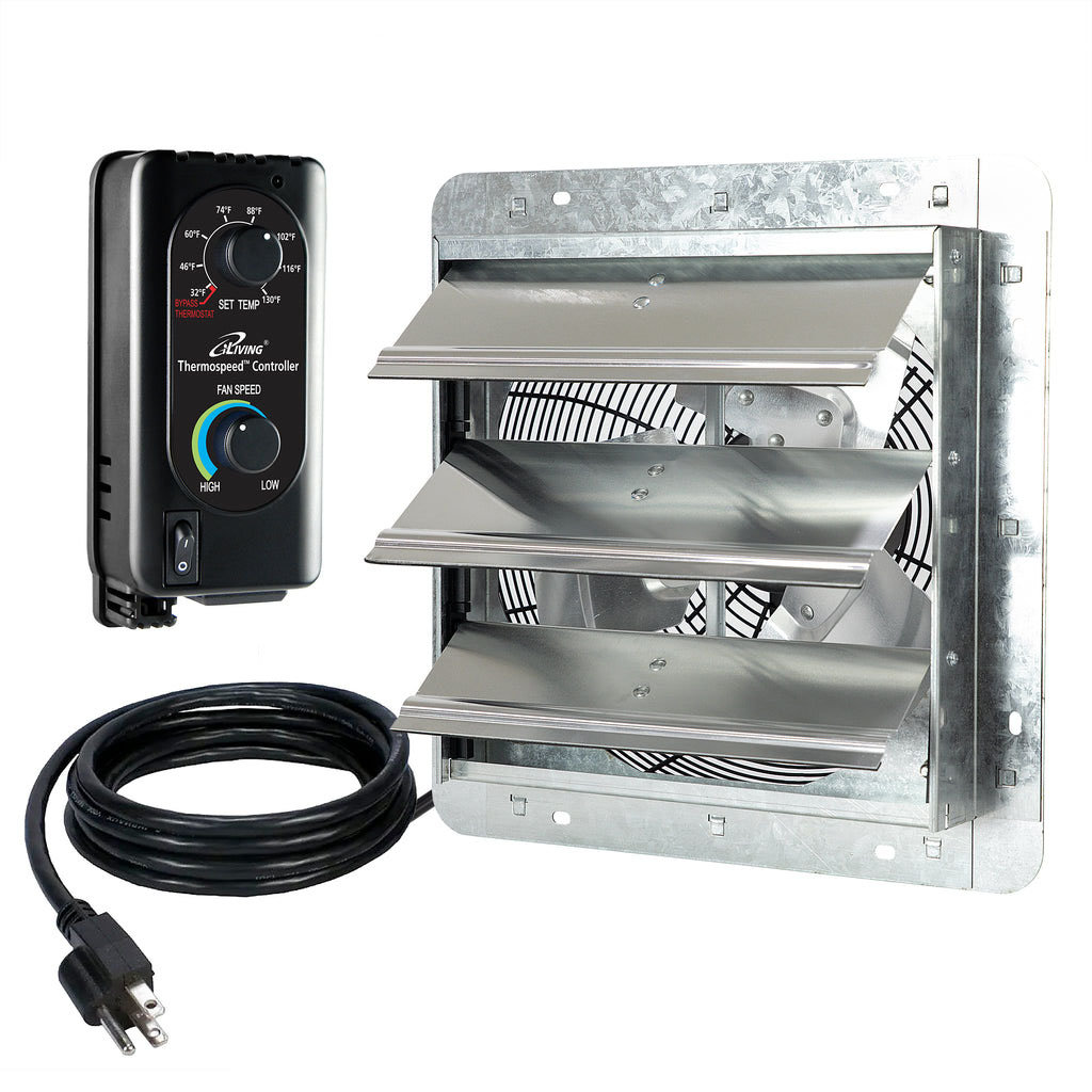 iLIVING ILG8SF12V-ST 12" Wall Mounted Shutter Exhaust Fan, Automatic ...