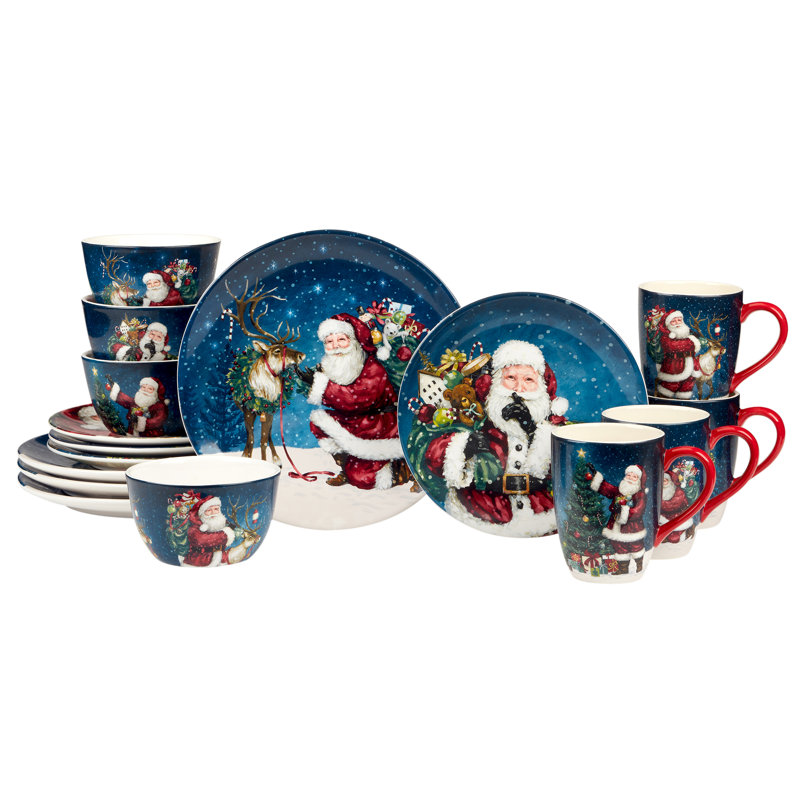 Certified International Santa's Secret 16pc Ceramic Dinnerware Set 4 ...