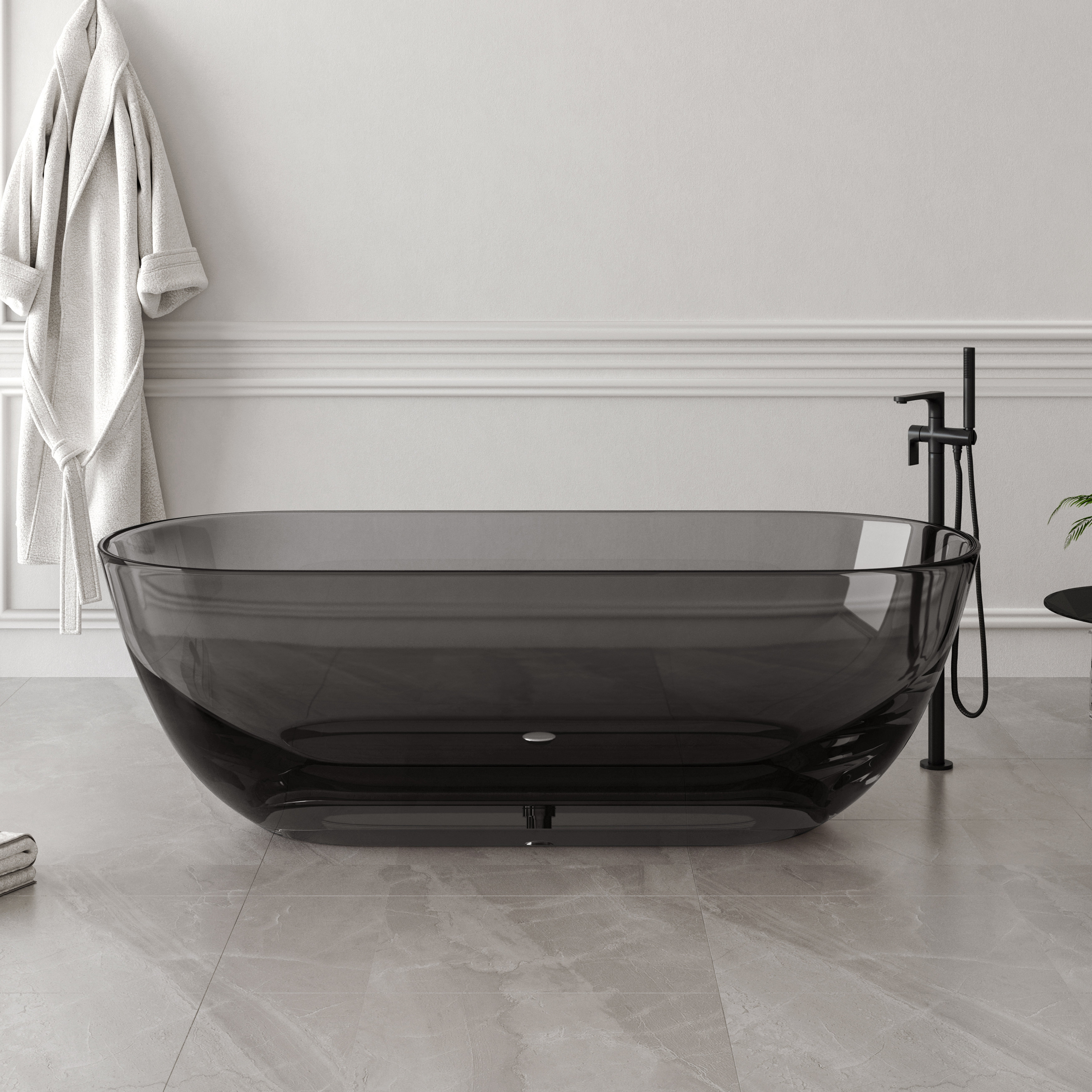 MEDUNJESS 69'' X 30'' Freestanding Bathtub Solid Surface Stone Resin ...