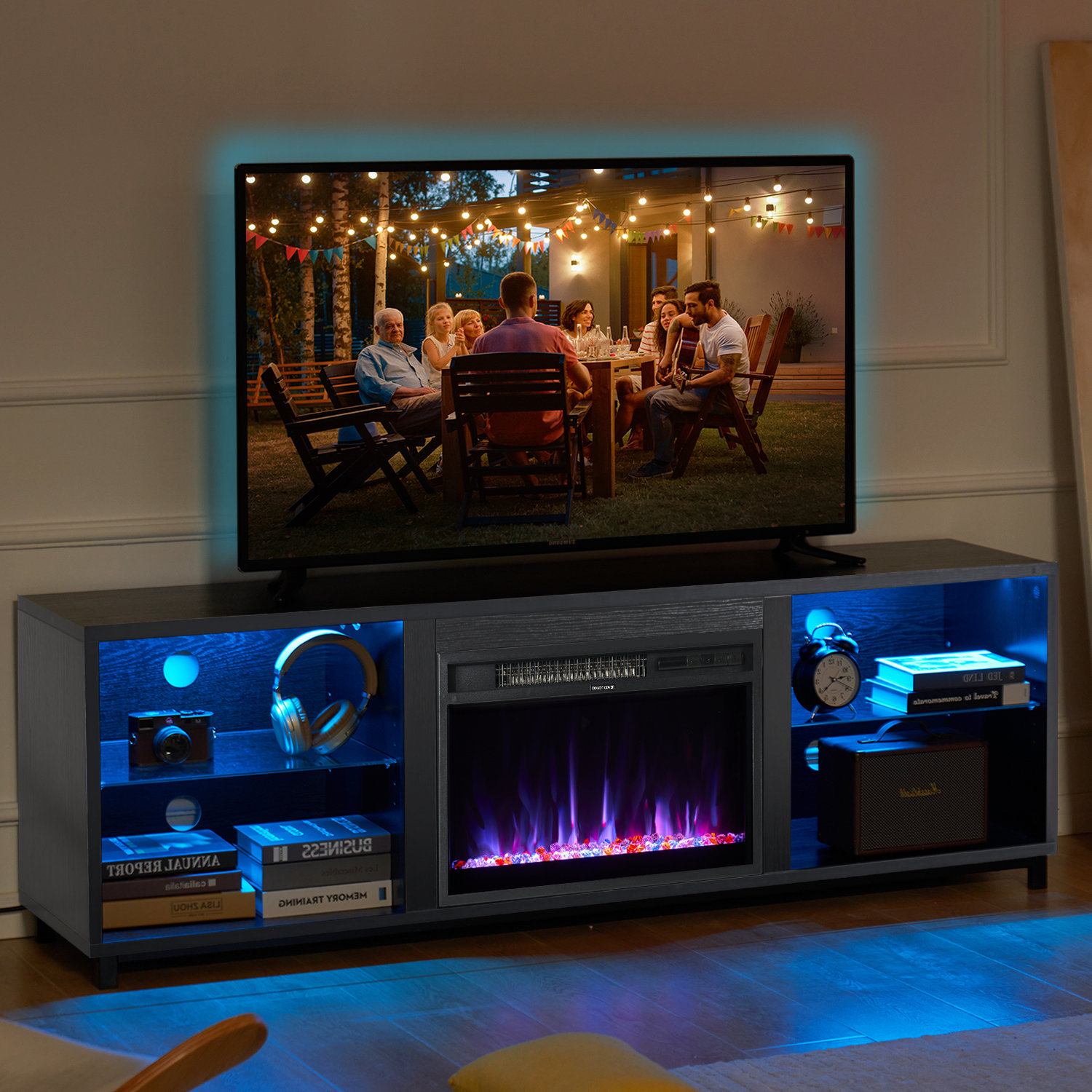 Sonegra 68 Inch Fireplace TV Stand For TV Up To 78 Inch, Media Console ...