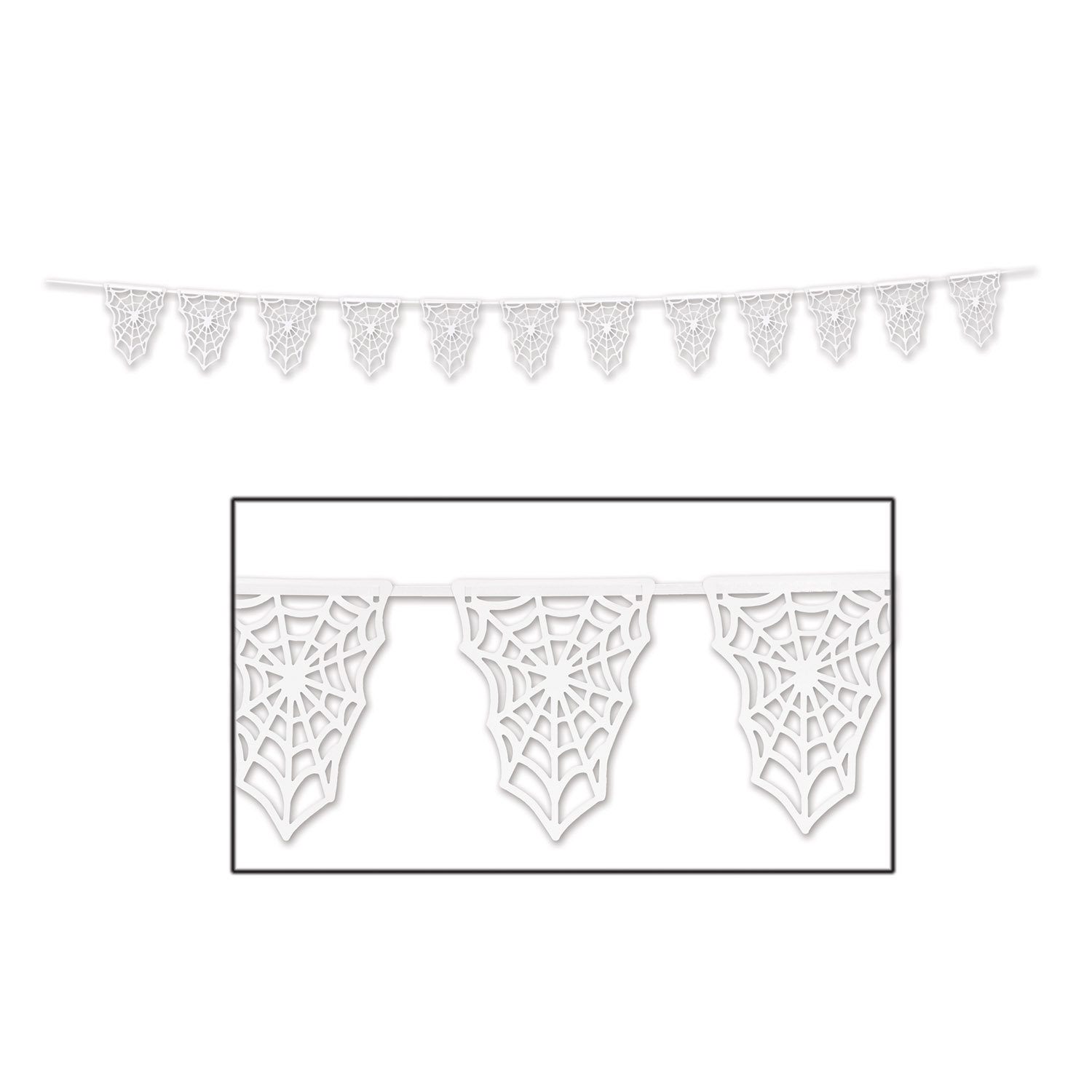 The Holiday Aisle® Halloween Die-Cut Spider Web Pennant Banner | Wayfair
