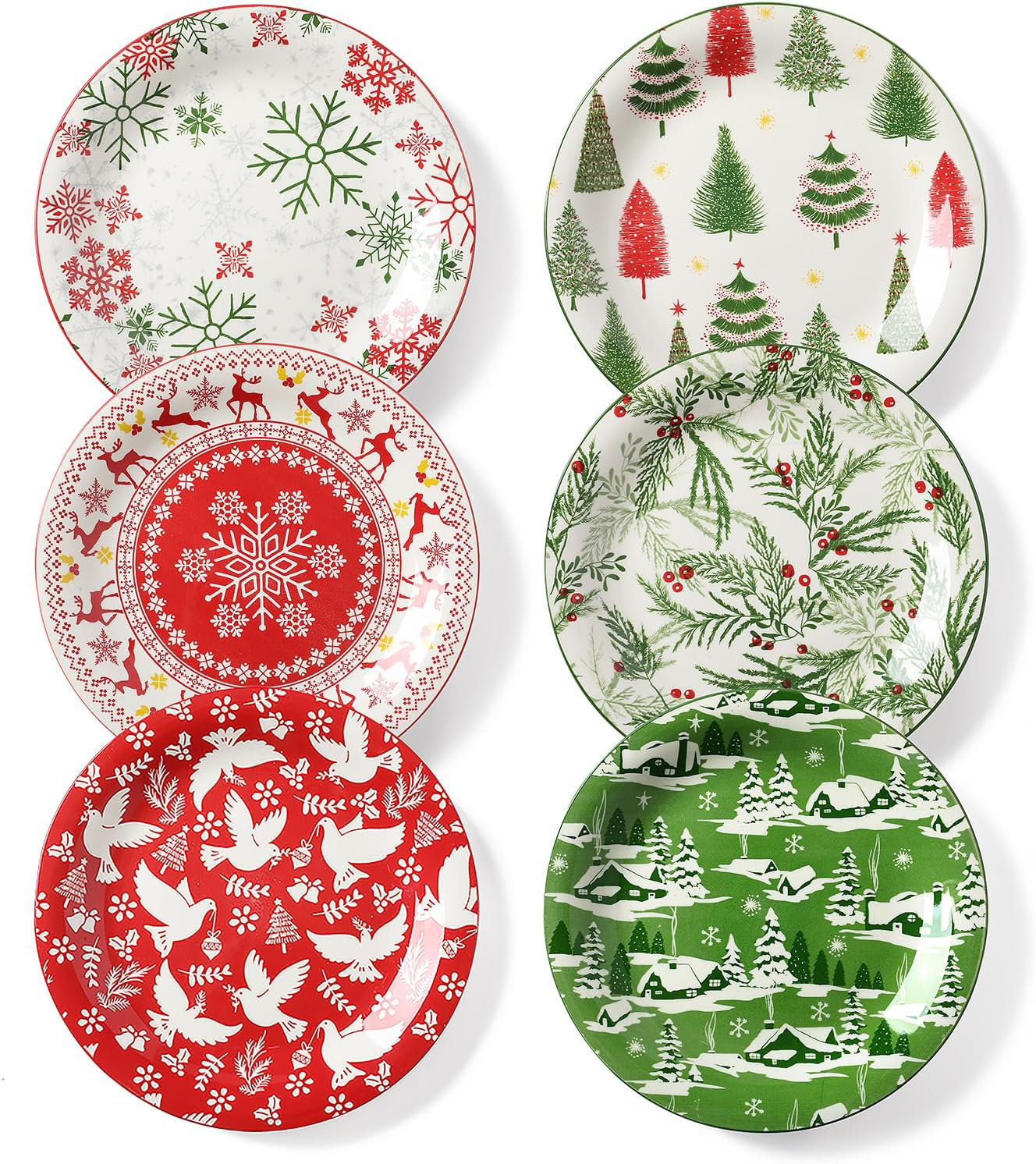 The Holiday Aisle® Lavernon Christmas Salad Plates, 8 Inch Ceramic ...