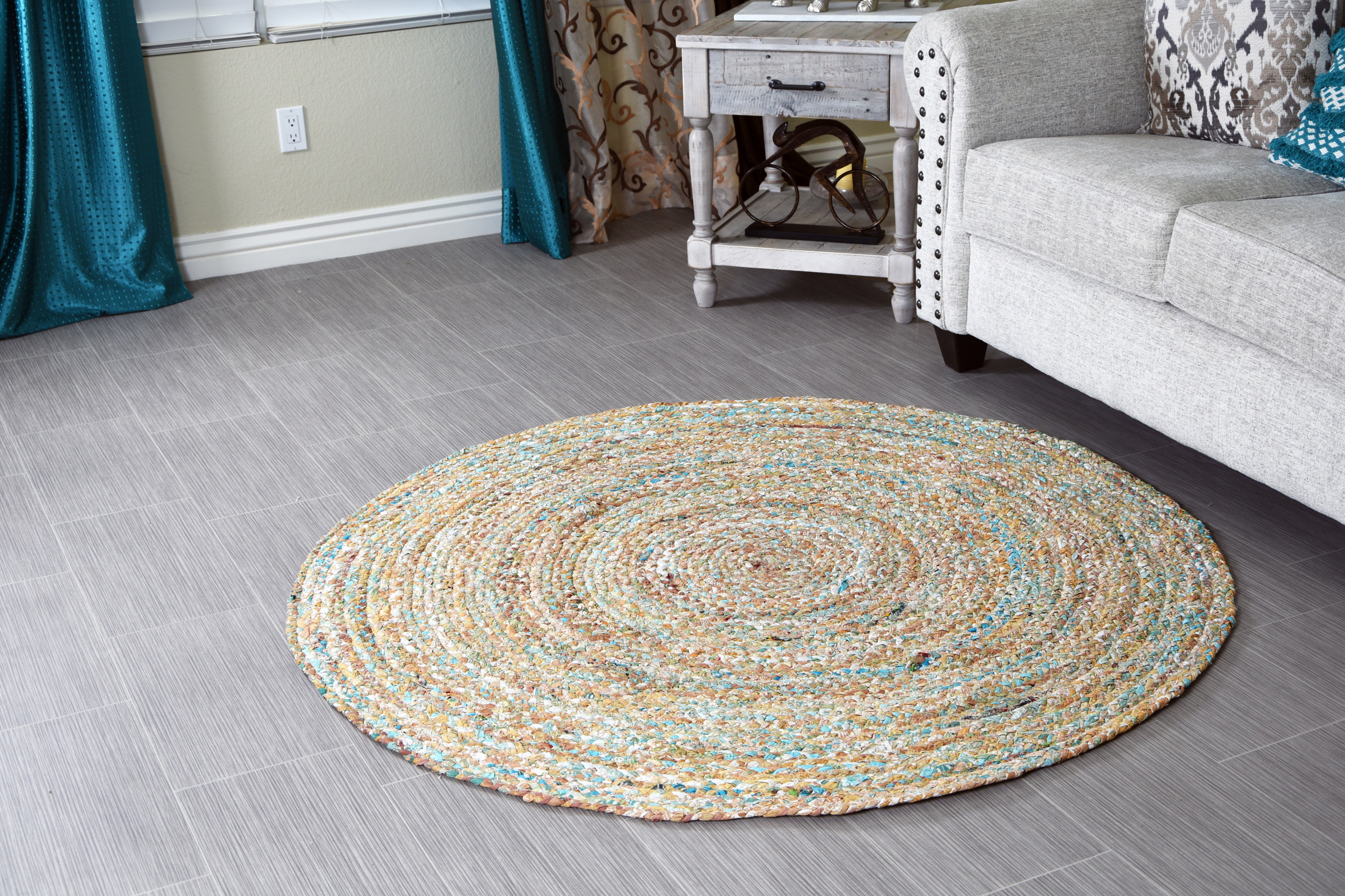 Bay Isle Home™ Round Easter Compton Handmade Braided Cotton Beige Area ...