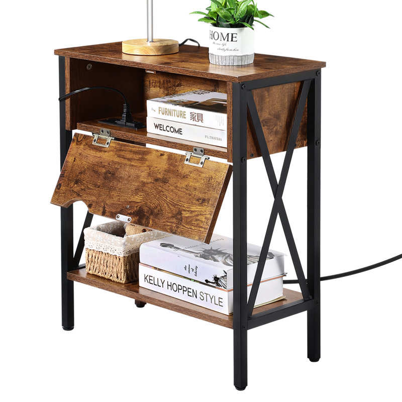 17 Stories End Table with Storage and Built-In Outlets | Wayfair