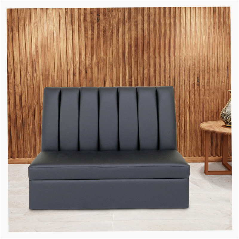 Latitude Run® Channel Black Faux Leather Seating Booth, Modern Armless ...
