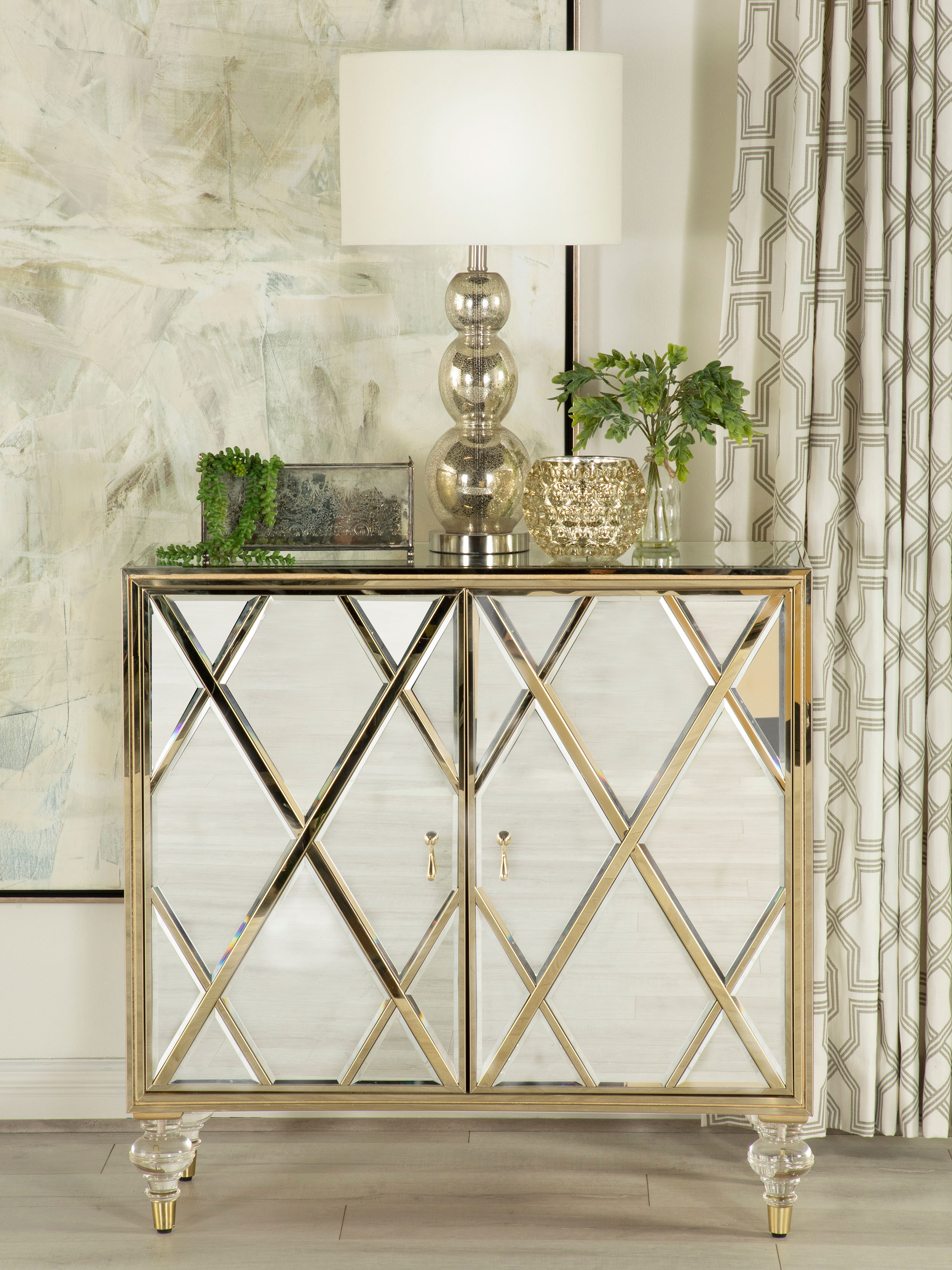 Hokku Designs Astilbe 2-Door Mirrored Accent Cabinet Silver And ...