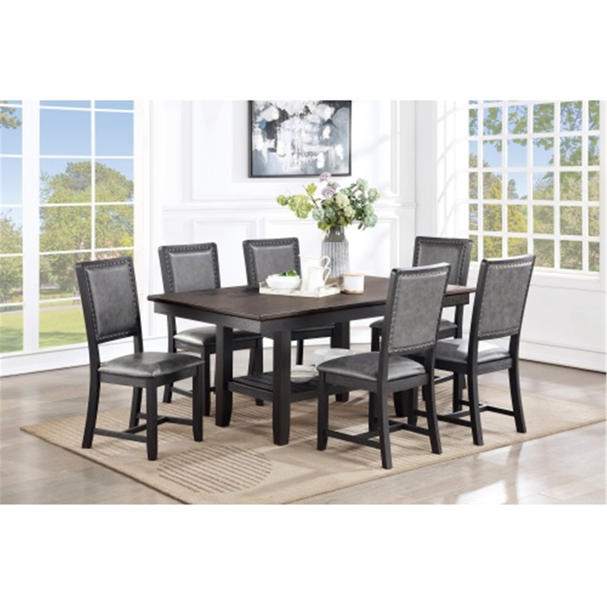 Wildon Home® Ingiald 7pc Dining Table Set with PU Counter Height Dining ...