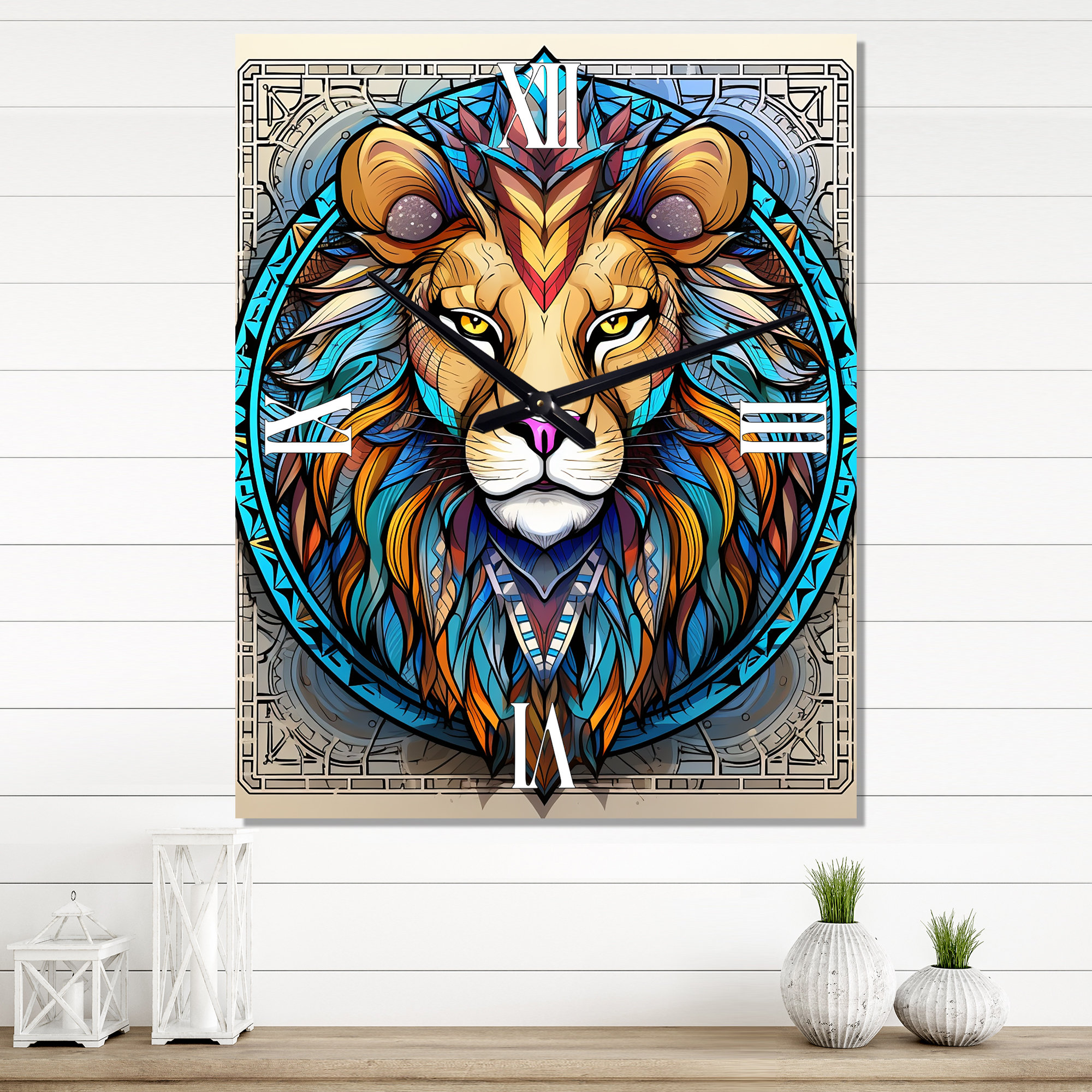 Design Art Portrait Of A Wild Lion Contemporary Illustration - Animals ...